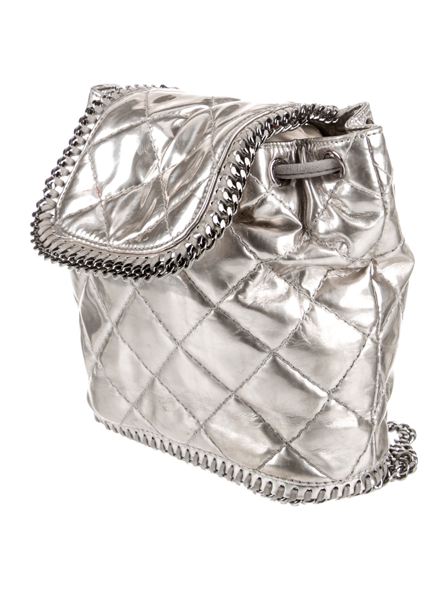 Stella McCartney Chain-Link Patent Leather Backpack - Metallic ...