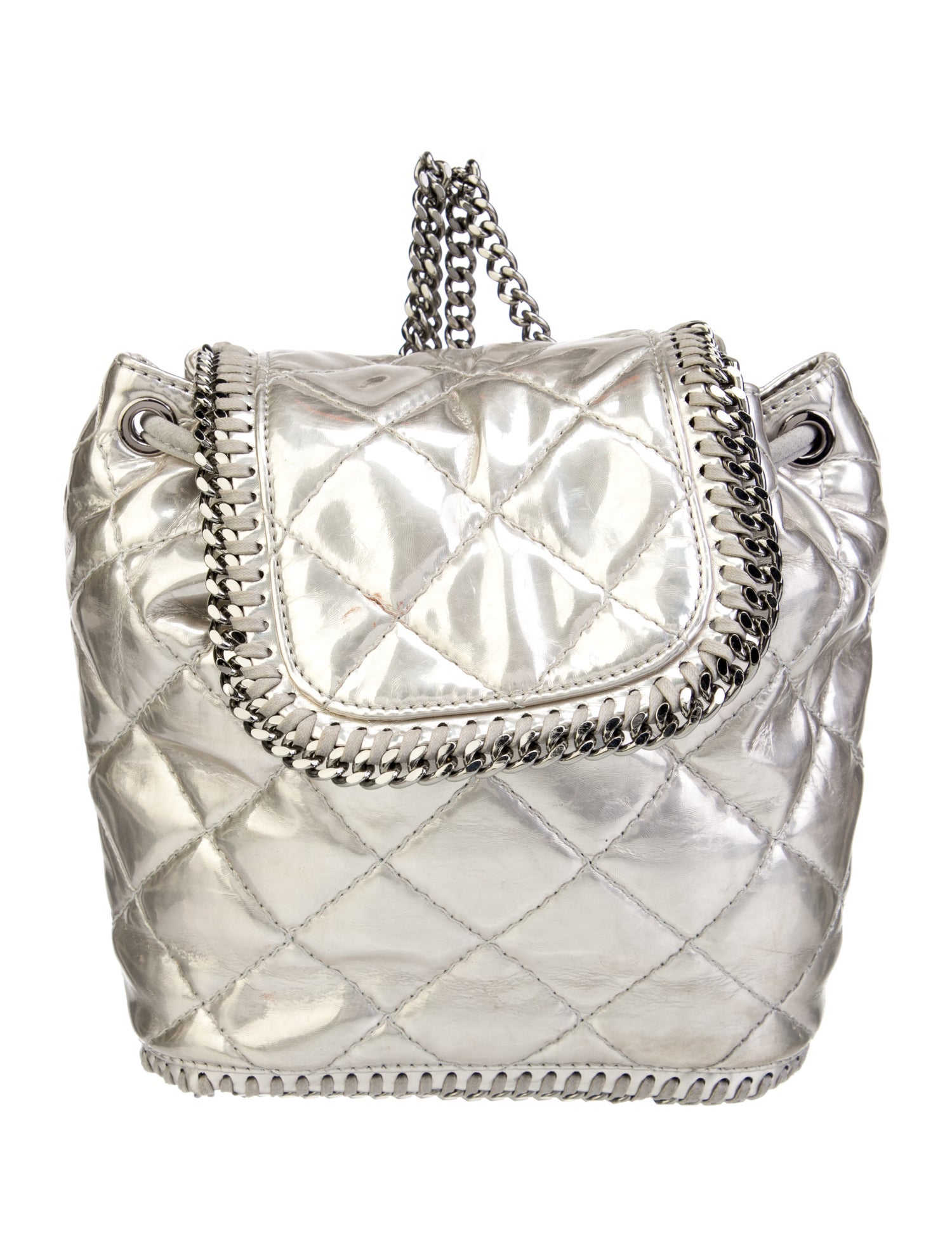 Stella McCartney Silver Leather Backpack Bag - Silver Backpacks ...