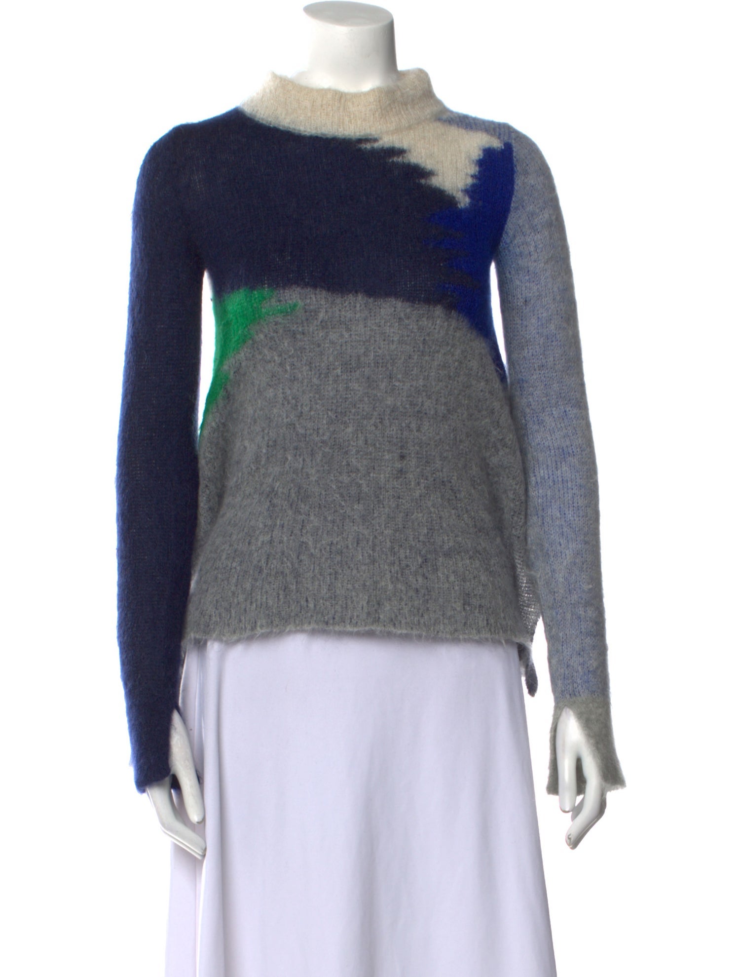 Stella McCartney Mohair Colorblock Pattern Sweater - Blue Knitwear ...