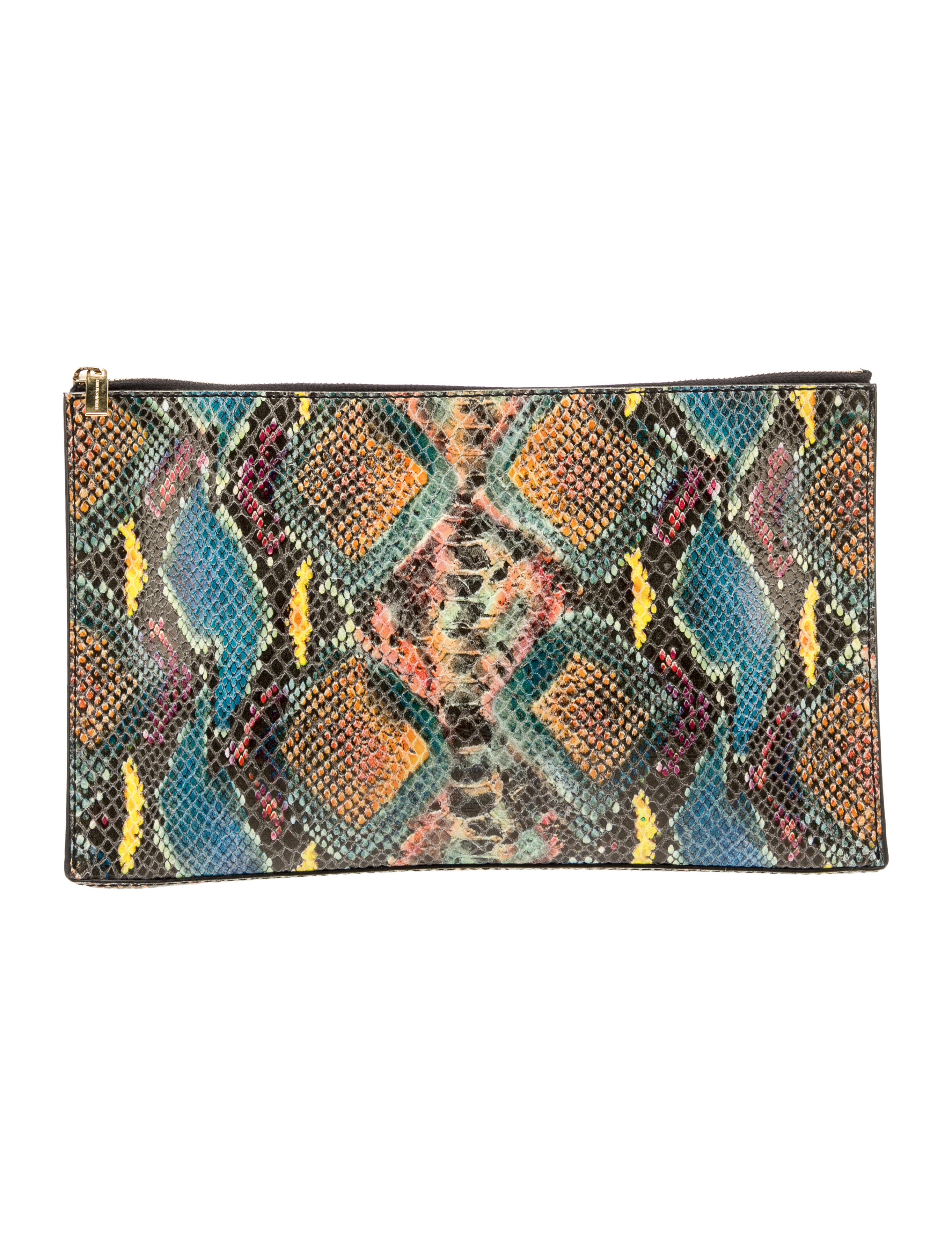Stella McCartney Snake Print Leather Clutch - Blue Clutches, Handbags ...