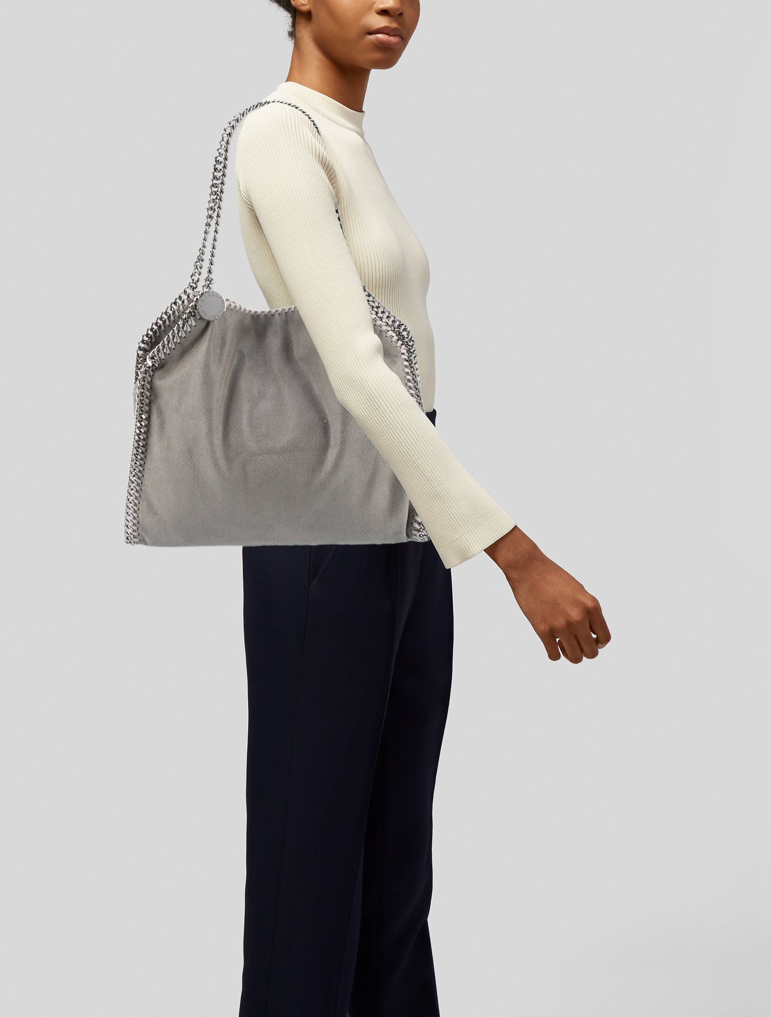 Stella McCartney Vegan Suede Handle Bag - Grey Totes, Handbags ...