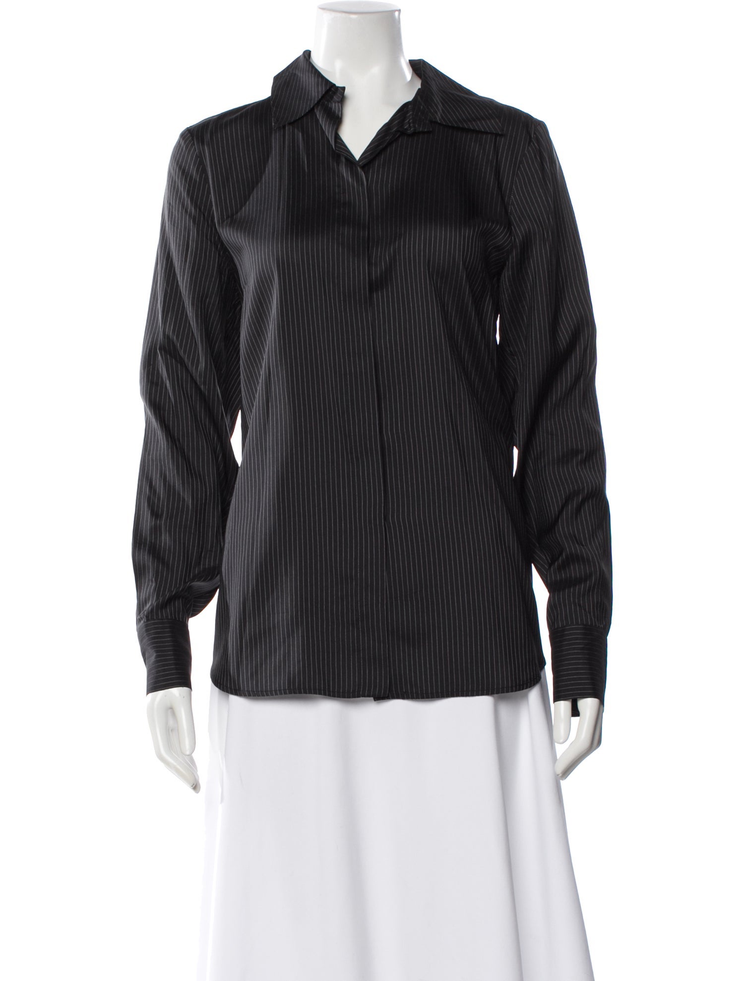 Stella McCartney Silk Striped Button-Up Top - Black Tops, Clothing ...