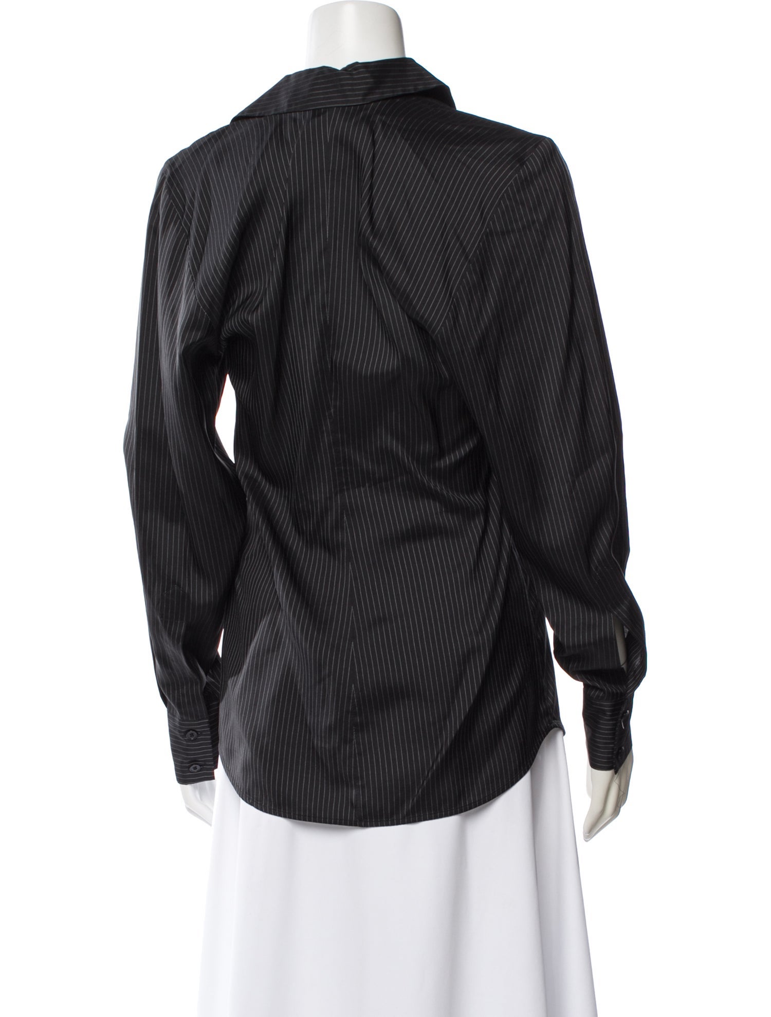 Stella McCartney Silk Striped Button-Up Top - Black Tops, Clothing ...