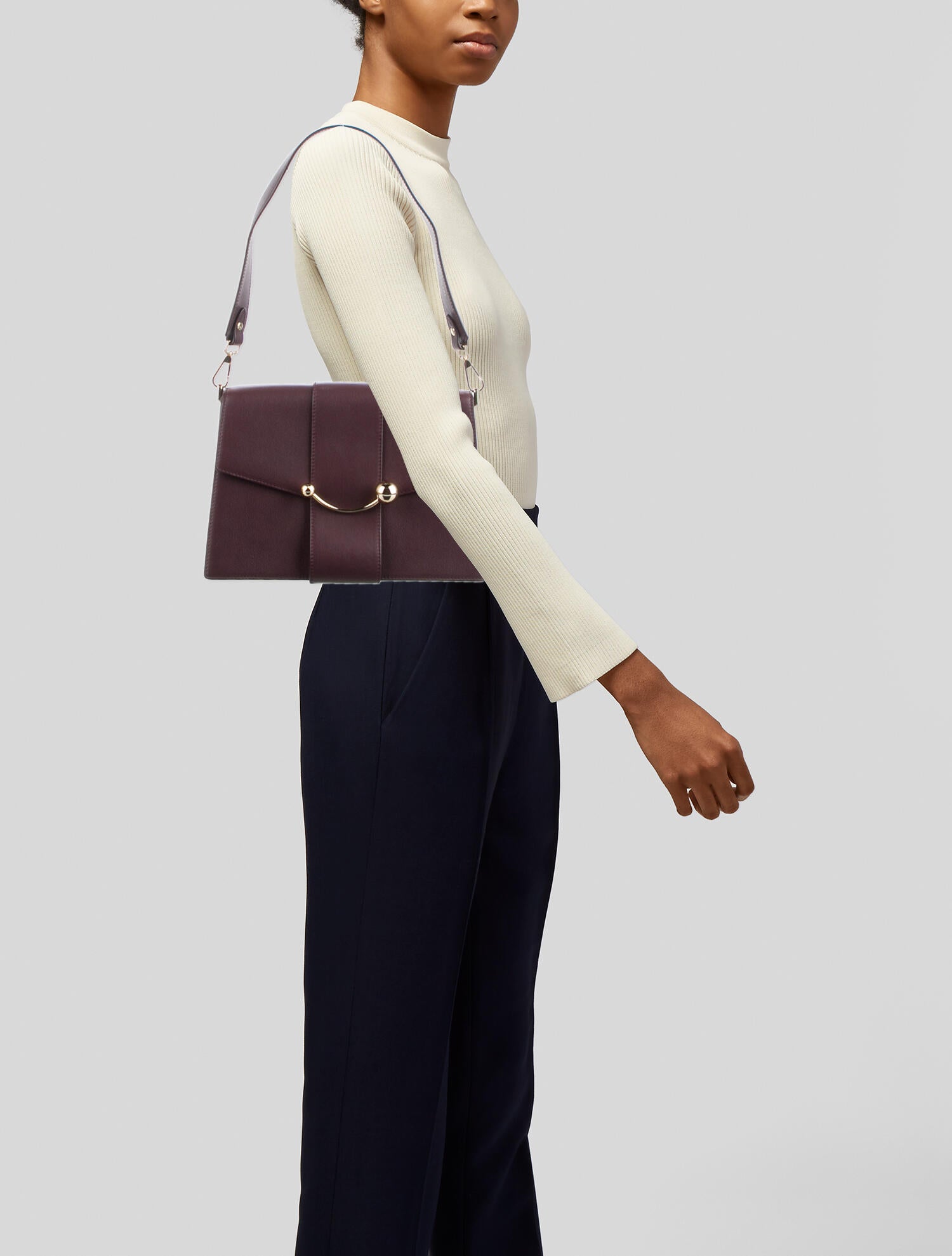 Strathberry Leather Shoulder Bag - Purple Shoulder Bags, Handbags ...