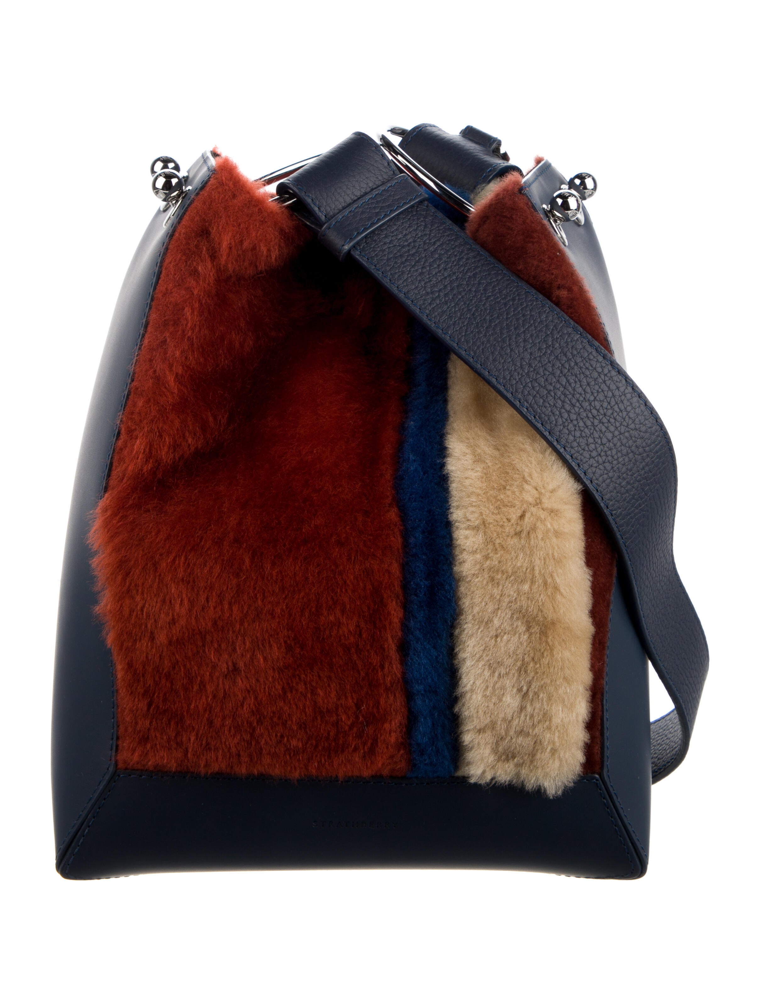 Strathberry Shearling and Leather Bucket Bag - Blue Bucket Bags ...