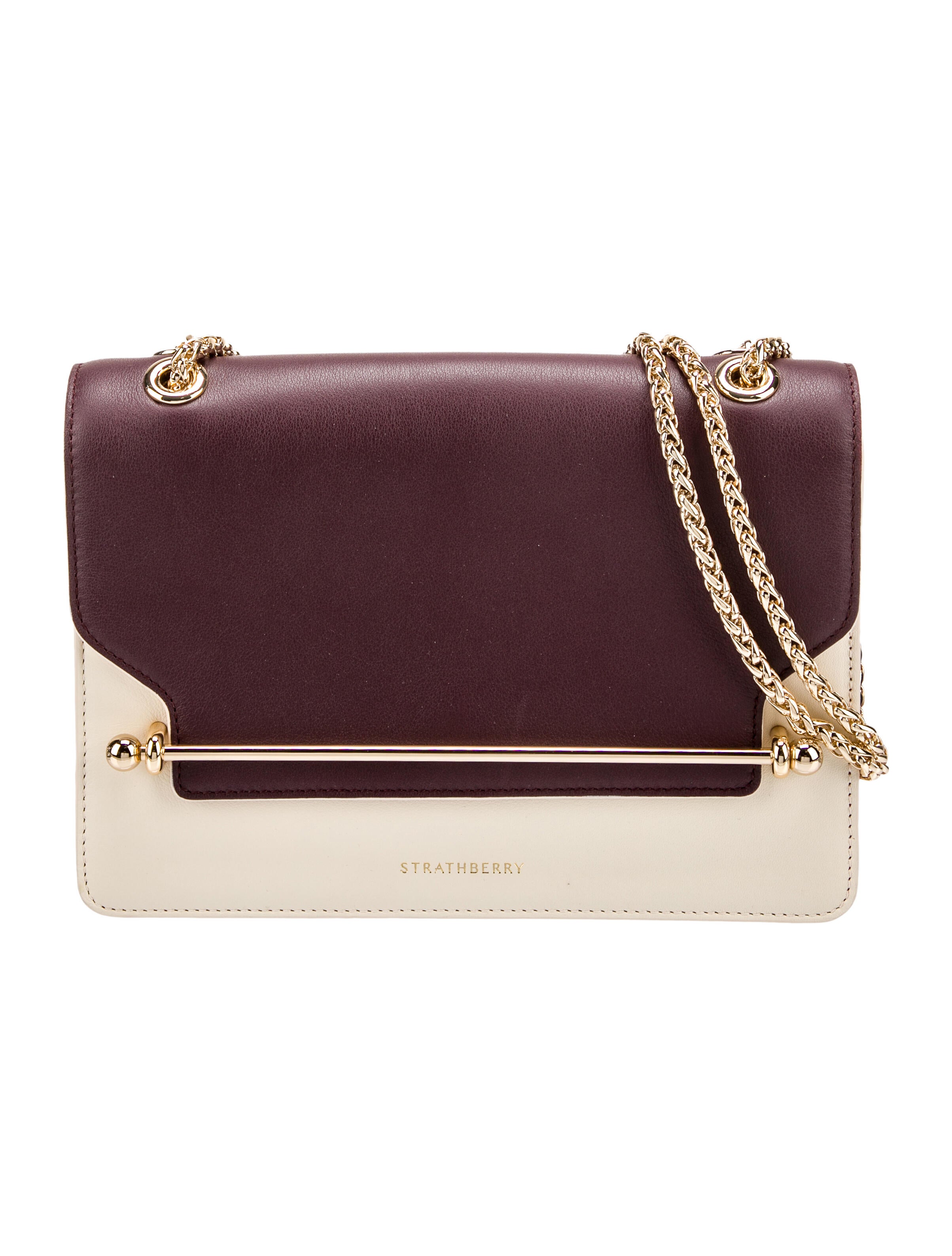 Strathberry Chain-Link Leather Shoulder Bag - Purple Shoulder Bags ...