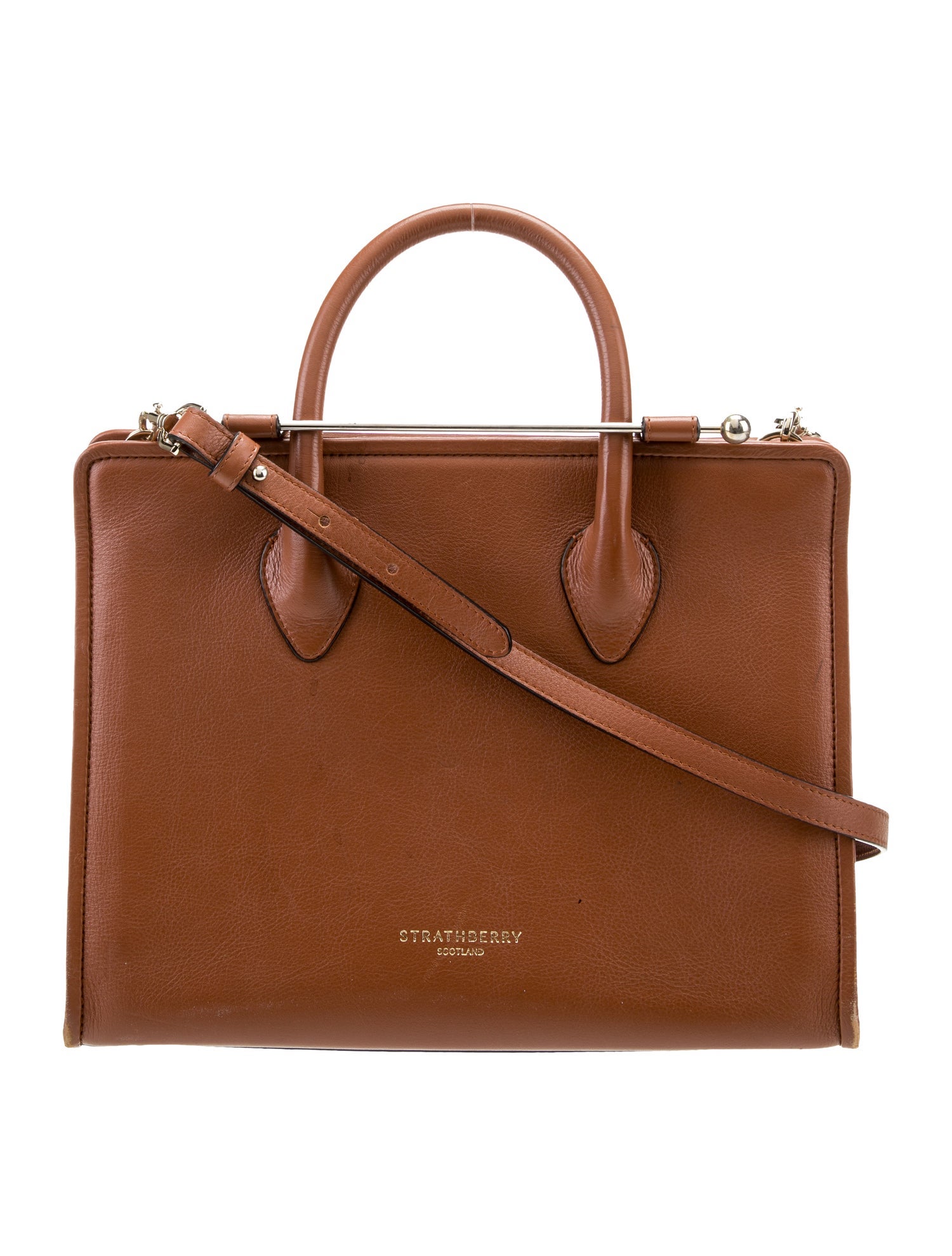 Strathberry Gold-Toned Leather Handle Bag - Brown Handle Bags, Handbags ...