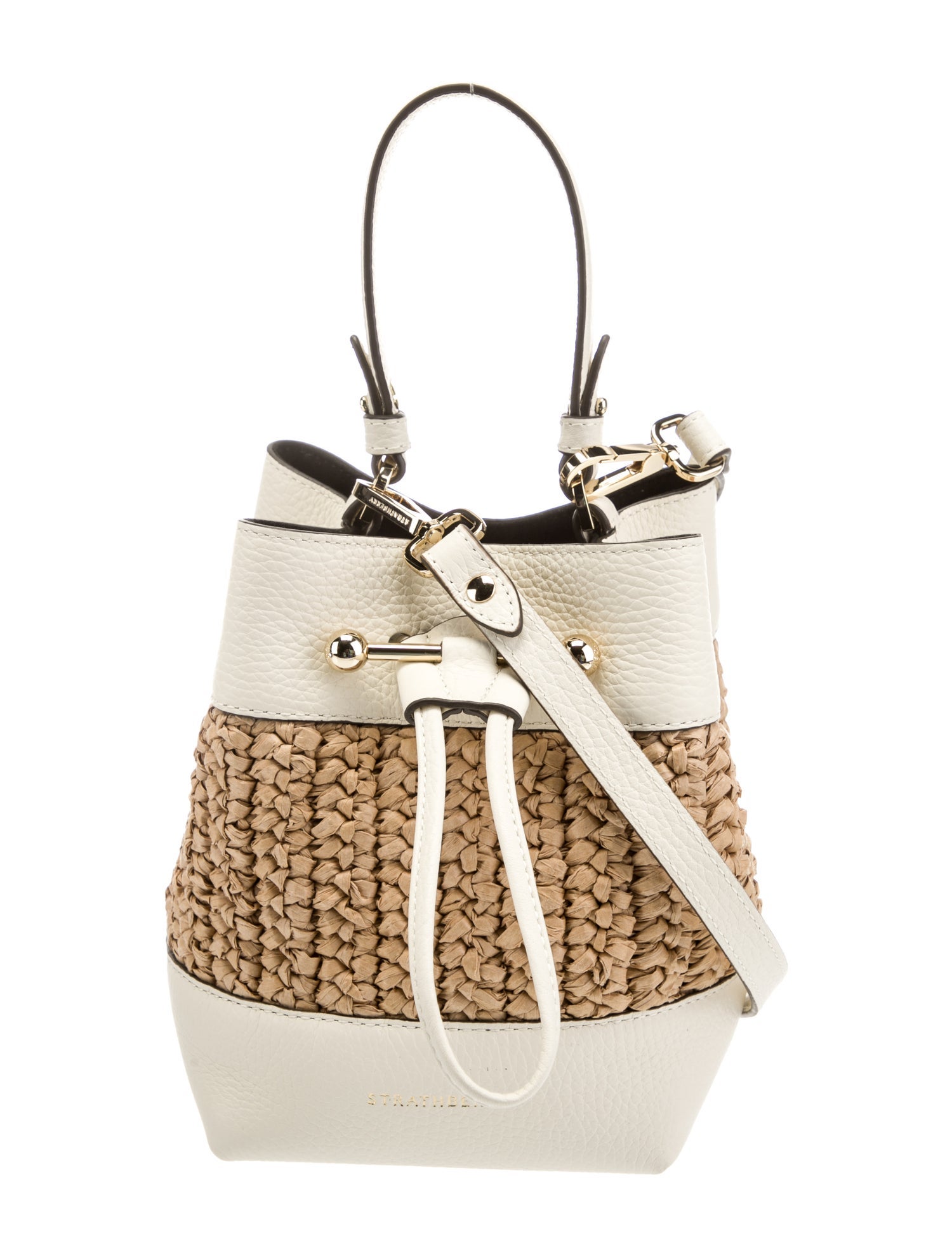 Strathberry Leather Trim Raffia Bucket Bag - Neutrals Bucket Bags ...