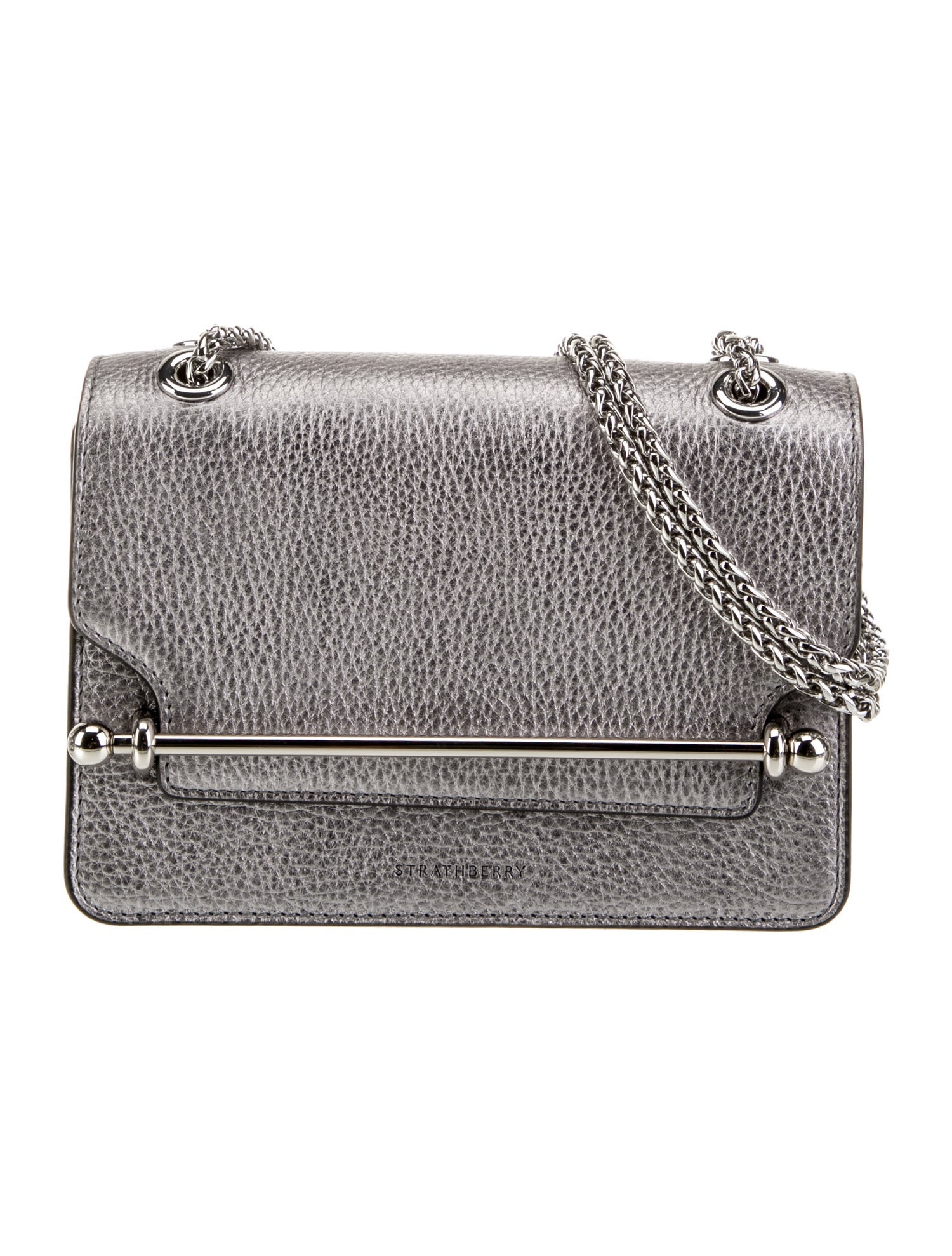Strathberry Leather Shoulder Bag - Grey Shoulder Bags, Handbags ...