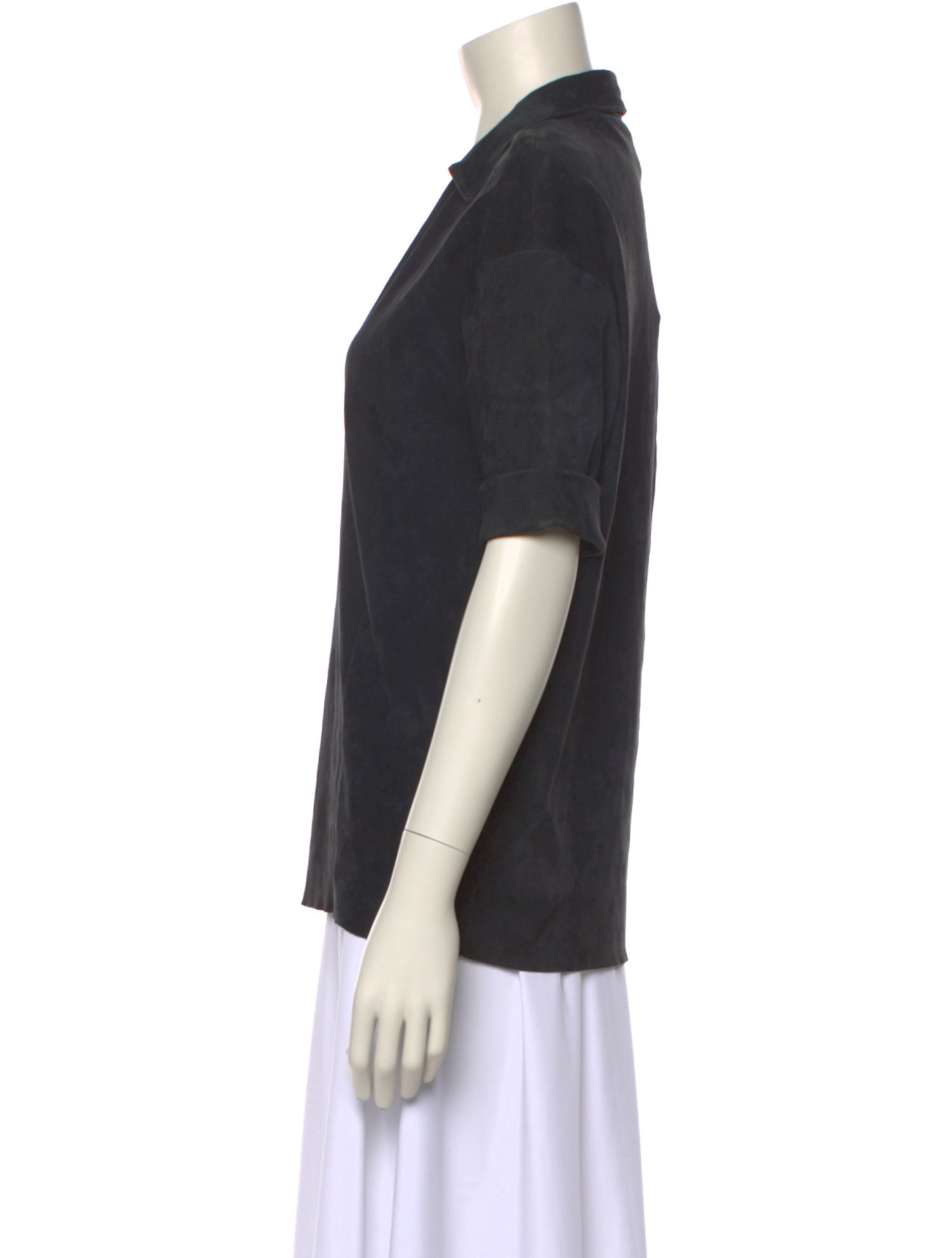 Stouls Leather V-Neck Blouse w/ Tags - Grey Tops, Clothing - STU21098 ...