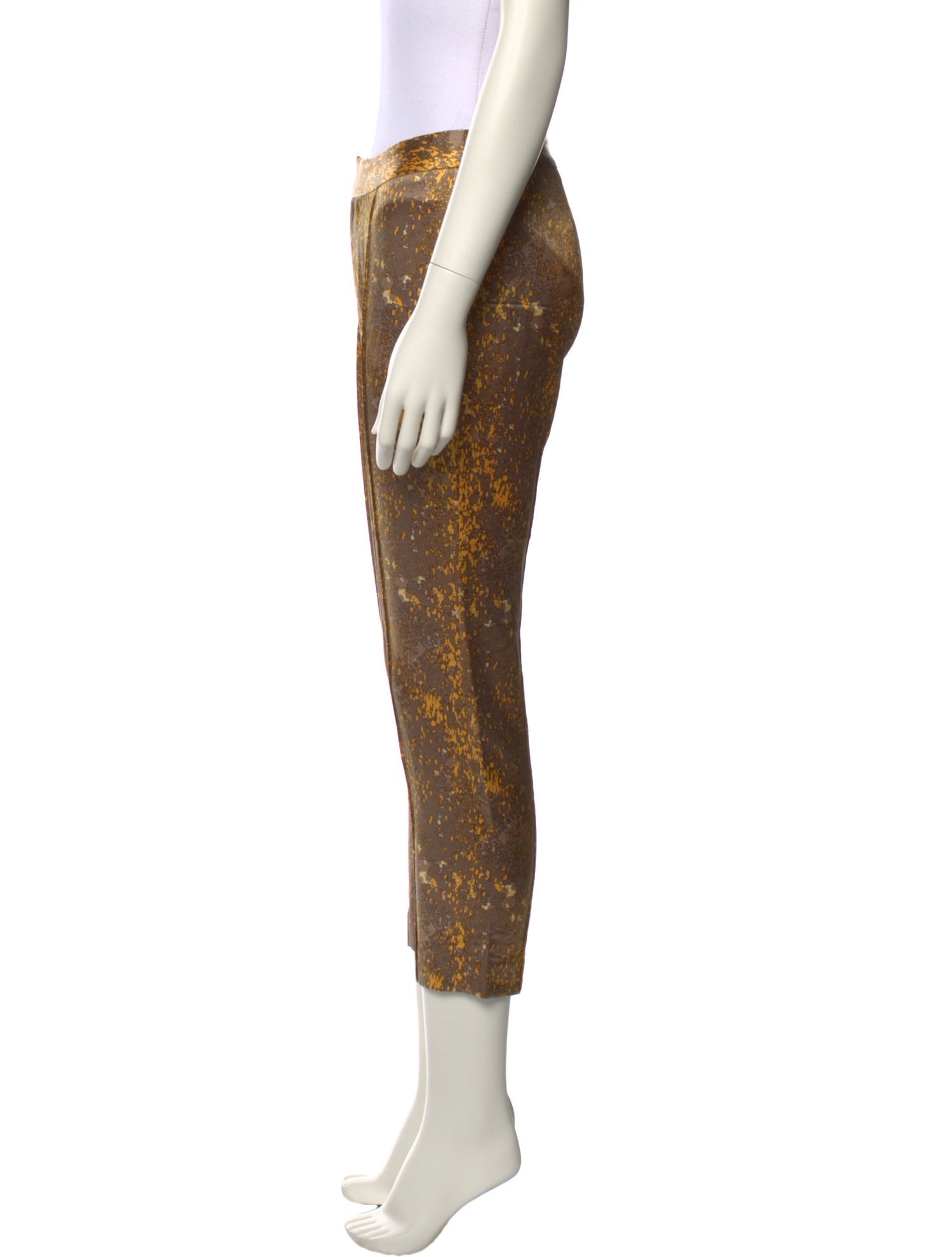 St. John Printed Straight Leg Pants - Gold, 10.5" Rise Pants, Clothing ...