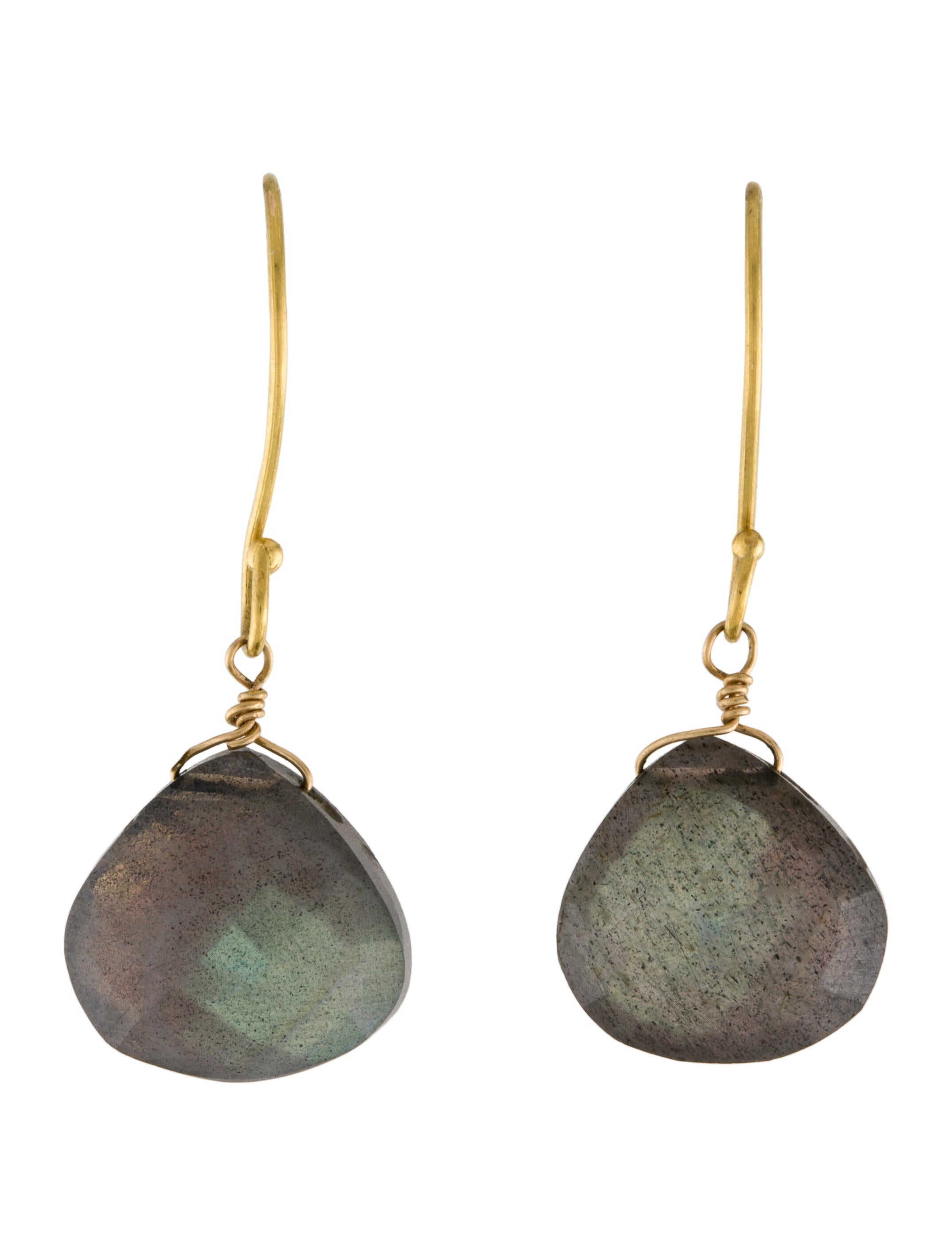 Earrings 14K Mother of Pearl & Tourmaline Drop Earrings - 14K Yellow ...