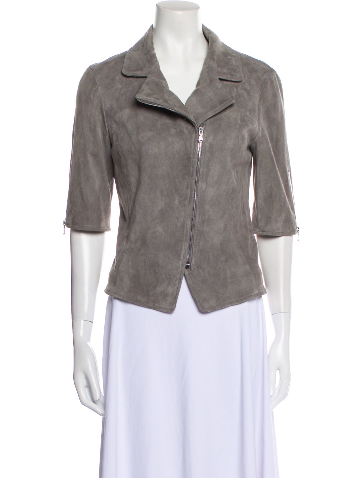 Susan Bender Leather Biker Jacket - Grey Jackets, Clothing - SUSBN20297 ...