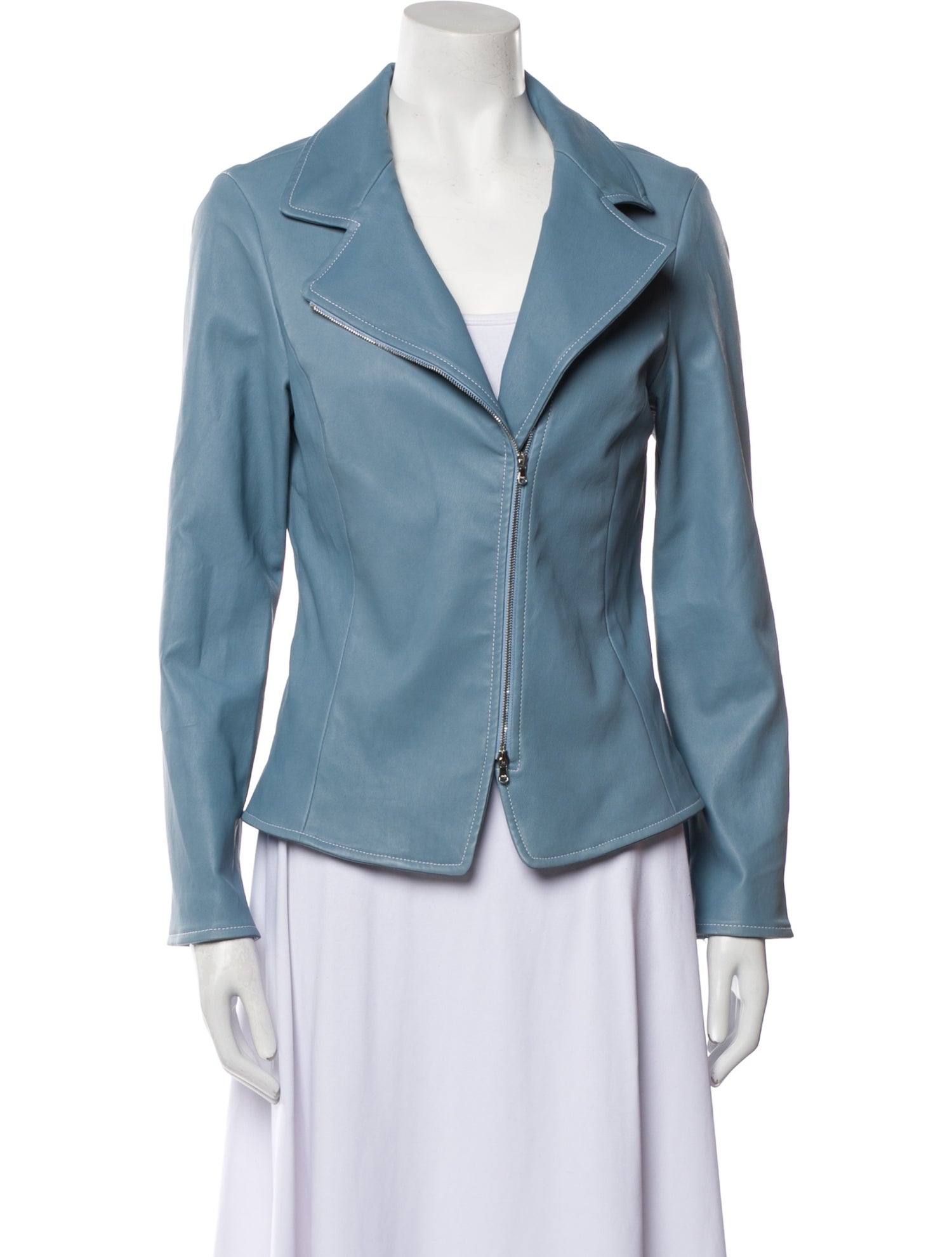 Susan Bender Leather Biker Jacket - Blue Jackets, Clothing - SUSBN20306 ...