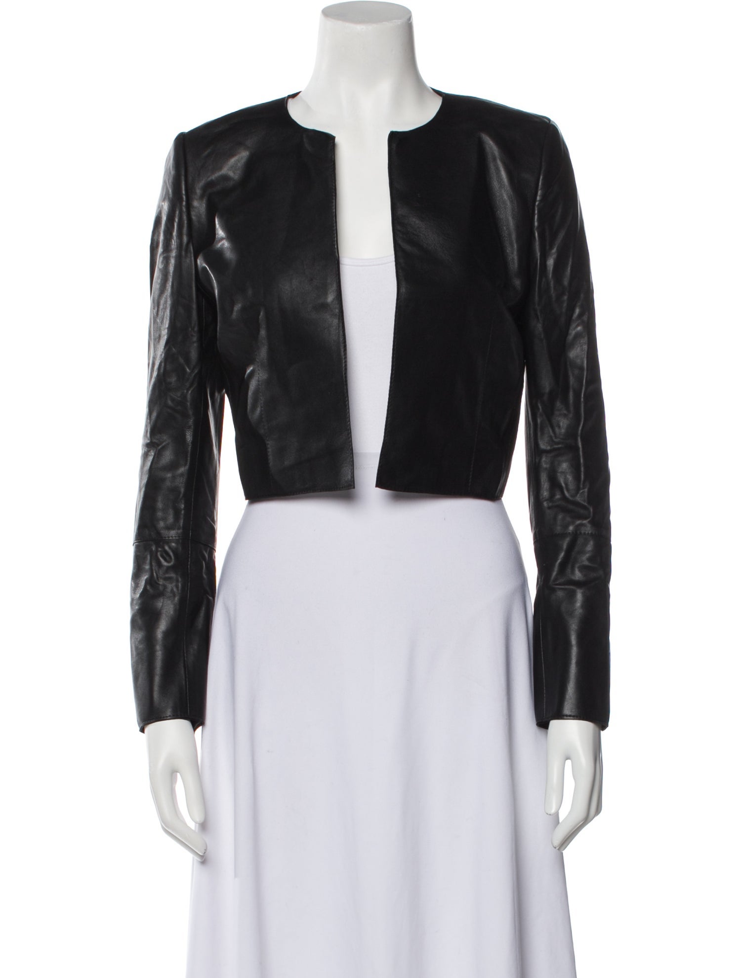 Susan Bender Leather Floral Print Evening Jacket - Black Jackets ...