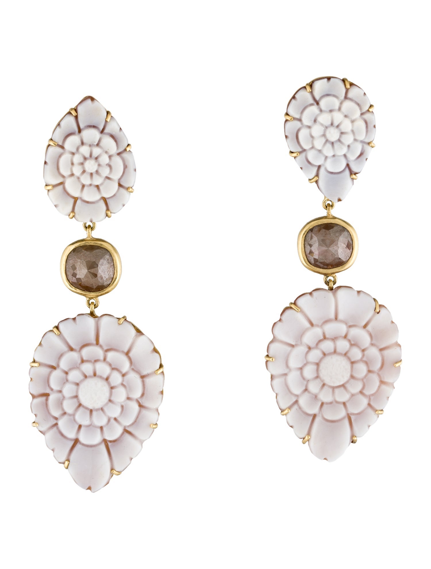 Sylva & Cie 18K Diamond & Shell Drop Earrings - Orange, 18K Yellow Gold ...