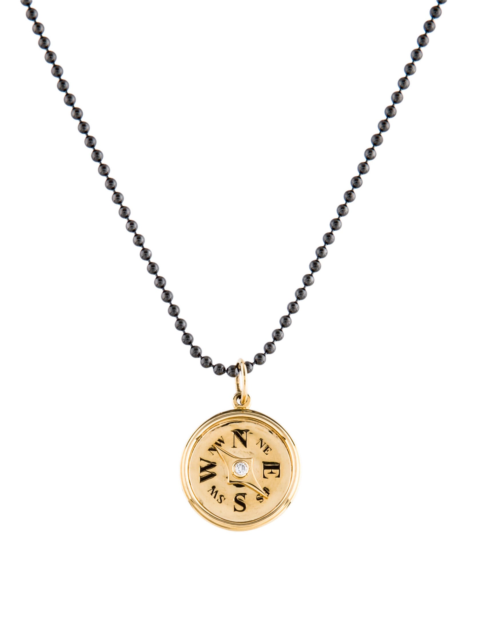 Syna Diamond Compass Pendant Necklace - 18K Yellow Gold Pendant ...