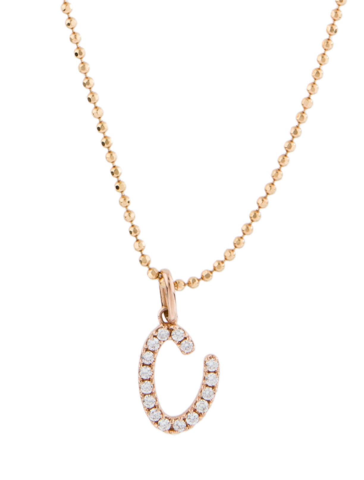 Sydney Evan 14K Initial 'C' Pendant Necklace - 14K Rose Gold Pendant ...