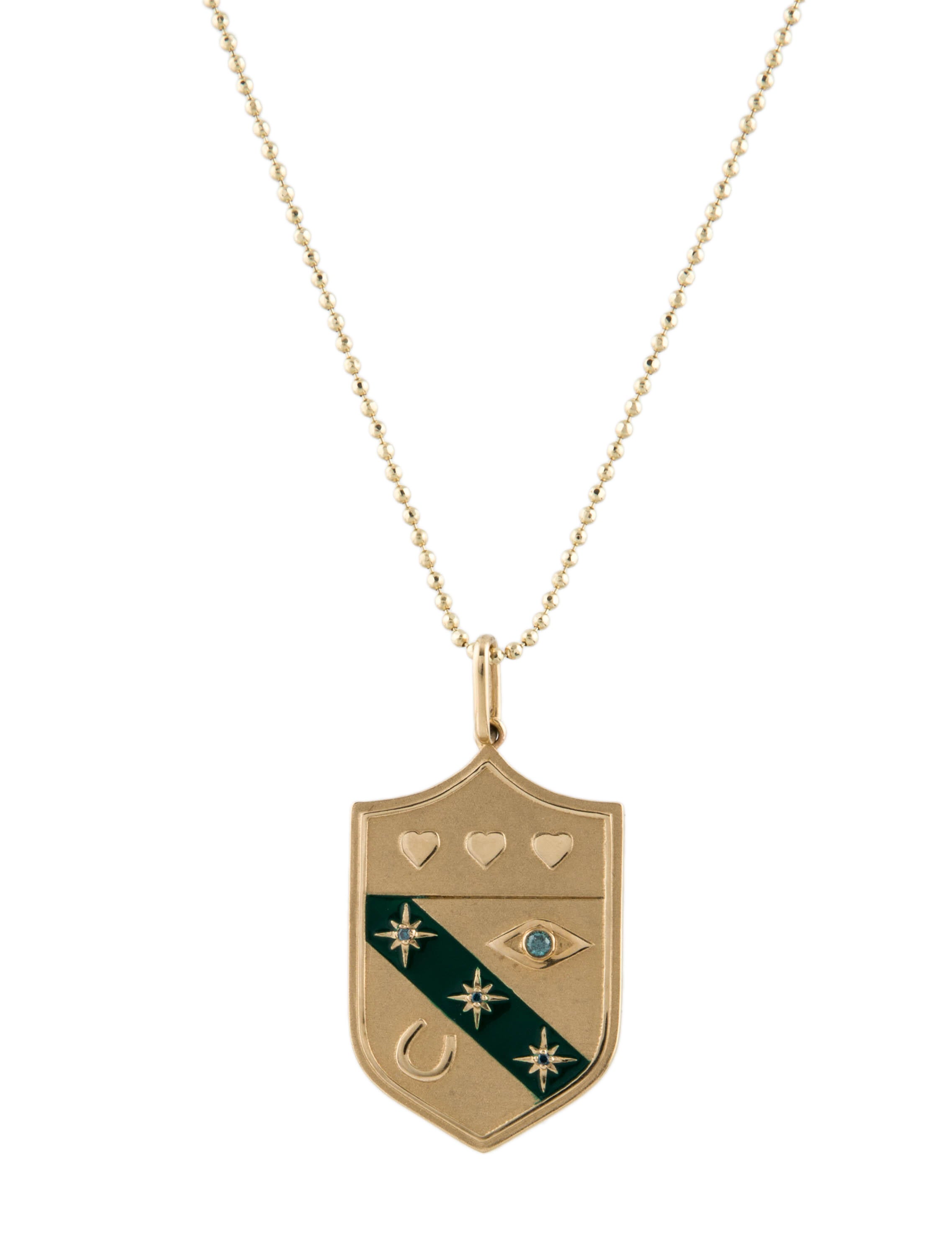 Sydney Evan 14K Diamond Crest Pendant - 14K Yellow Gold Pendant ...