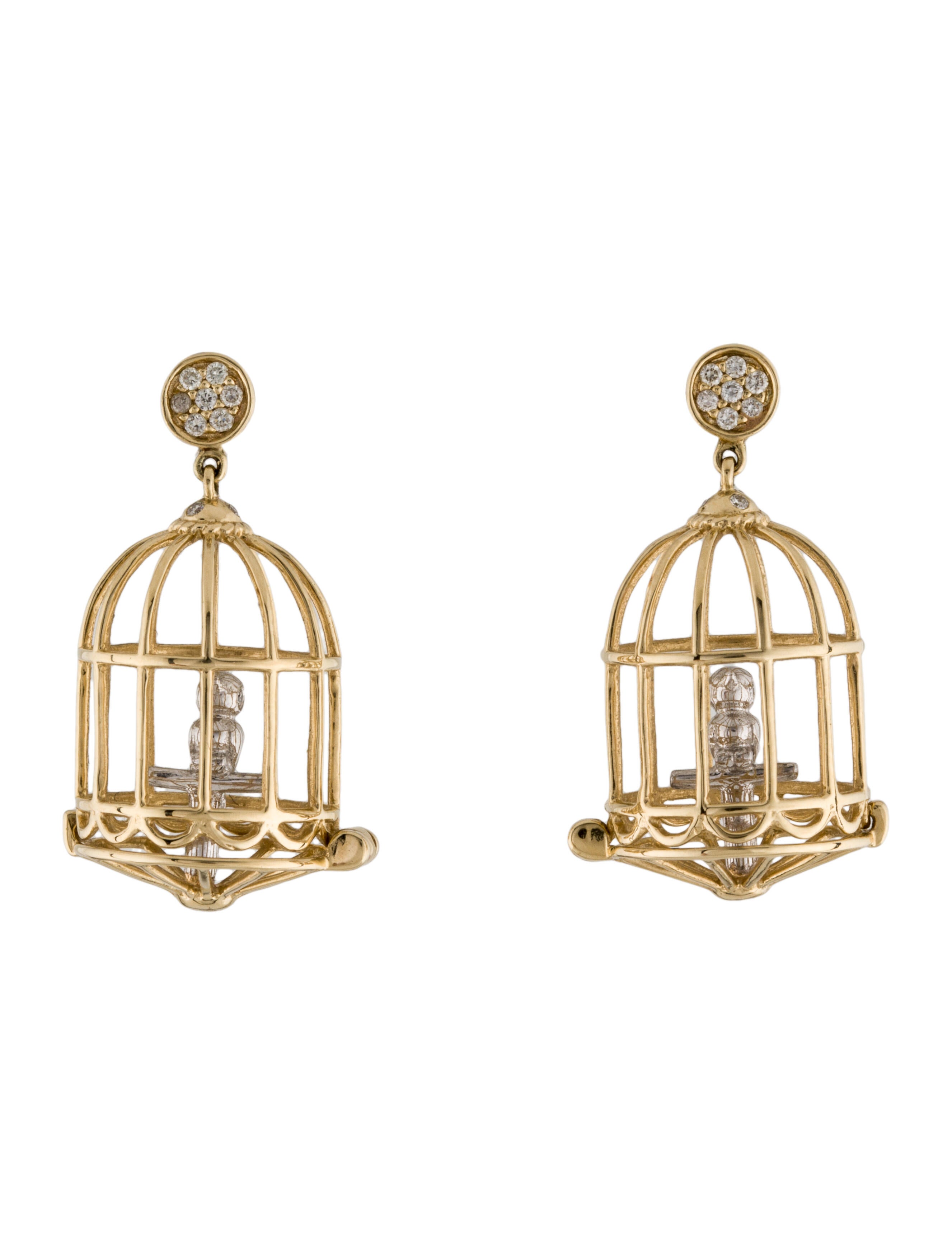 Sydney Evan 14K Diamond Caged Albert Drop Earrings - 14K Yellow Gold ...