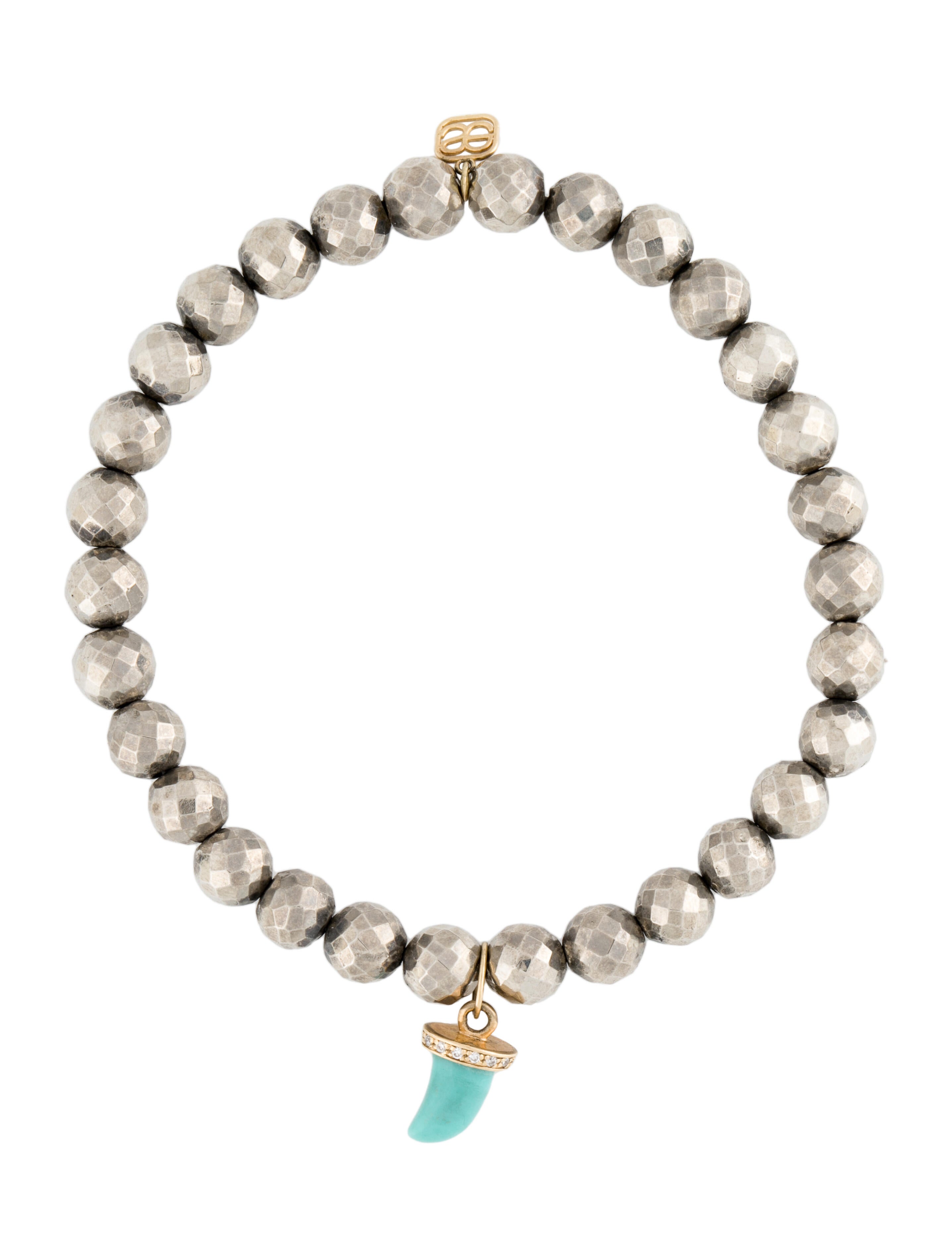 Sydney Evan Pyrite & Turquoise Bead Bracelet - 14K Yellow Gold Bead ...