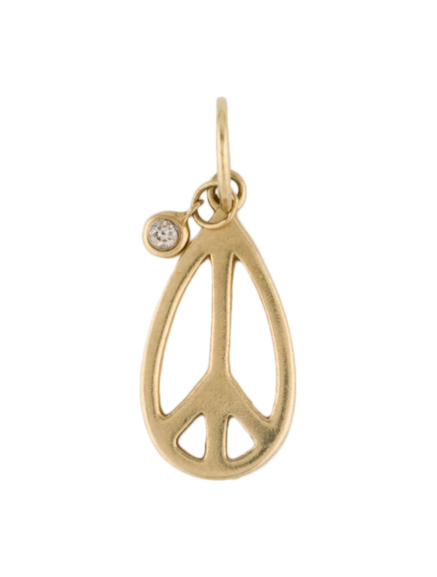 Sydney Evan 14K Diamond Teardrop Peace Sign Charm Pendant - 14K Yellow ...
