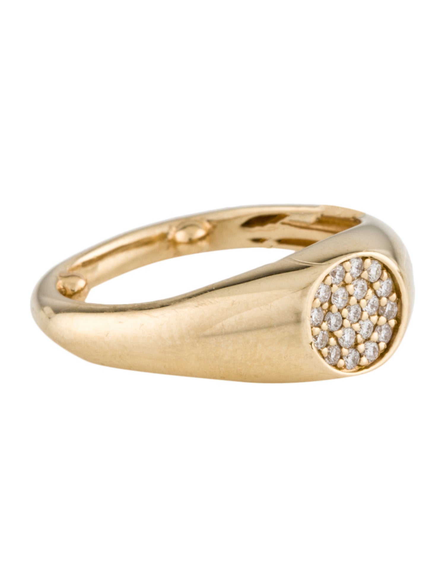 Sydney Evan 14K Diamond Mini Oval Signet Ring - 14K Yellow Gold Signet Ring, Rings - SYE27030 ...