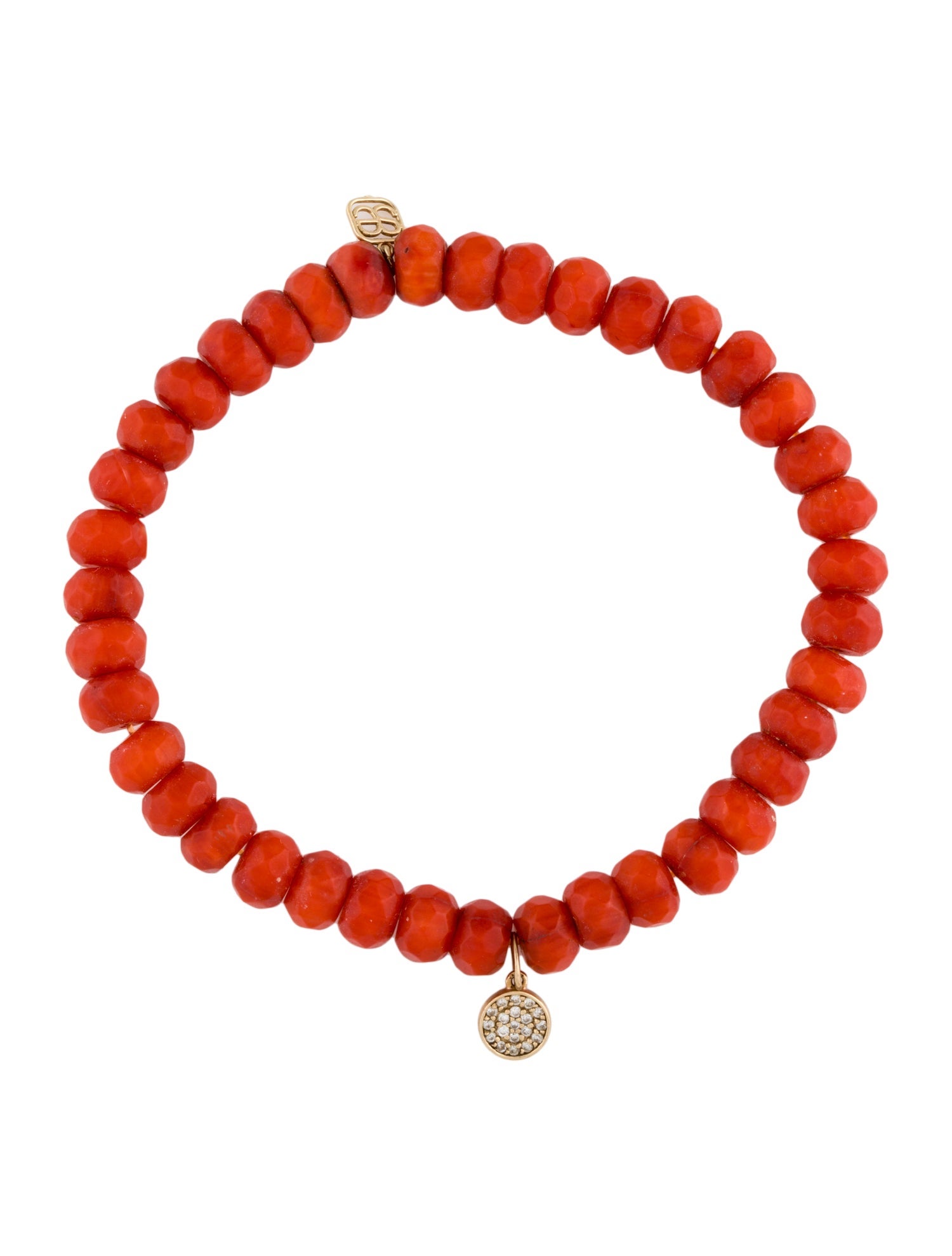 Sydney Evan 14K Dyed Coral & Diamond Beaded Bracelet - 14K Yellow Gold ...