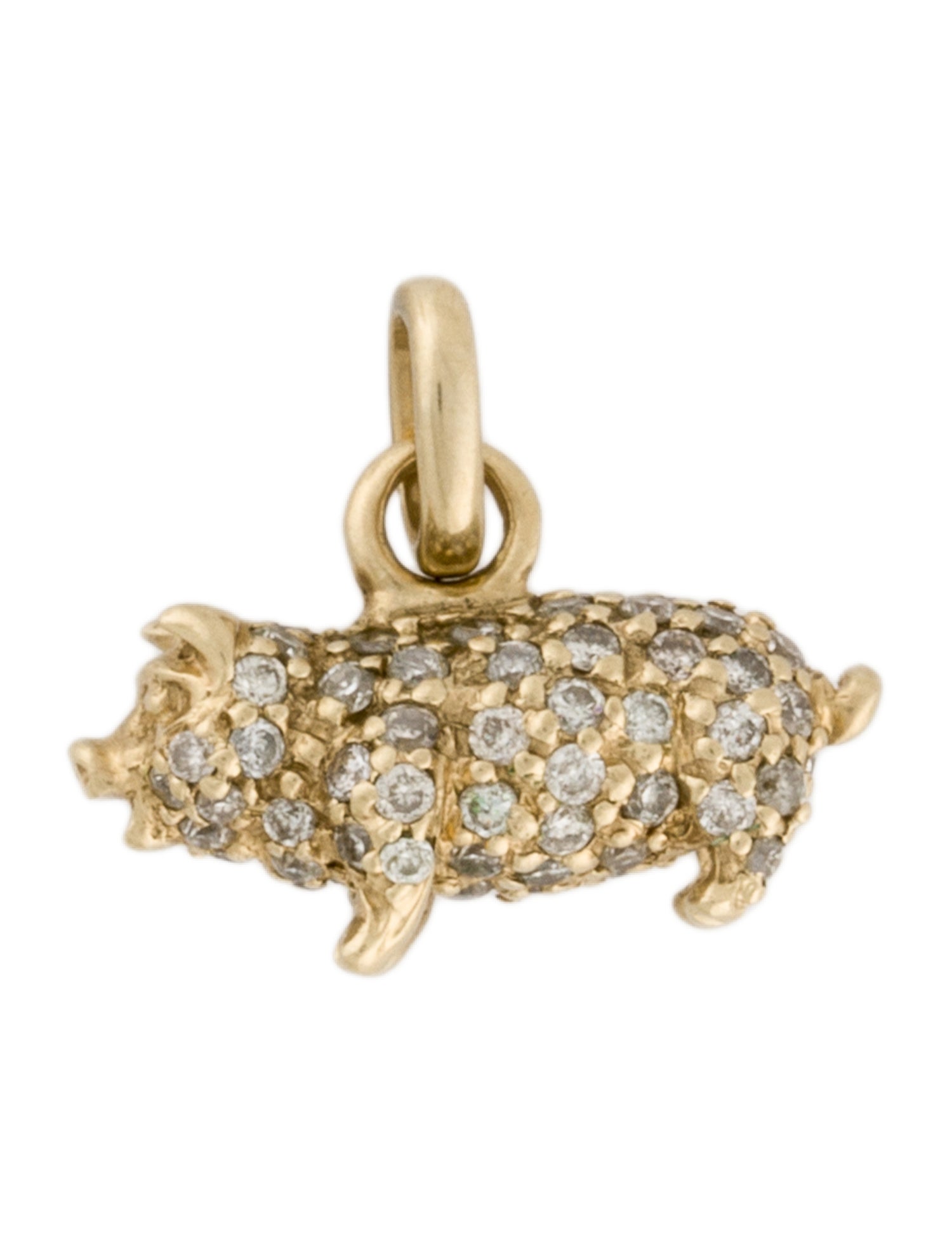 Sydney Evan 14K Diamond Pig Pendant - 14K Yellow Gold Pendant Necklace ...