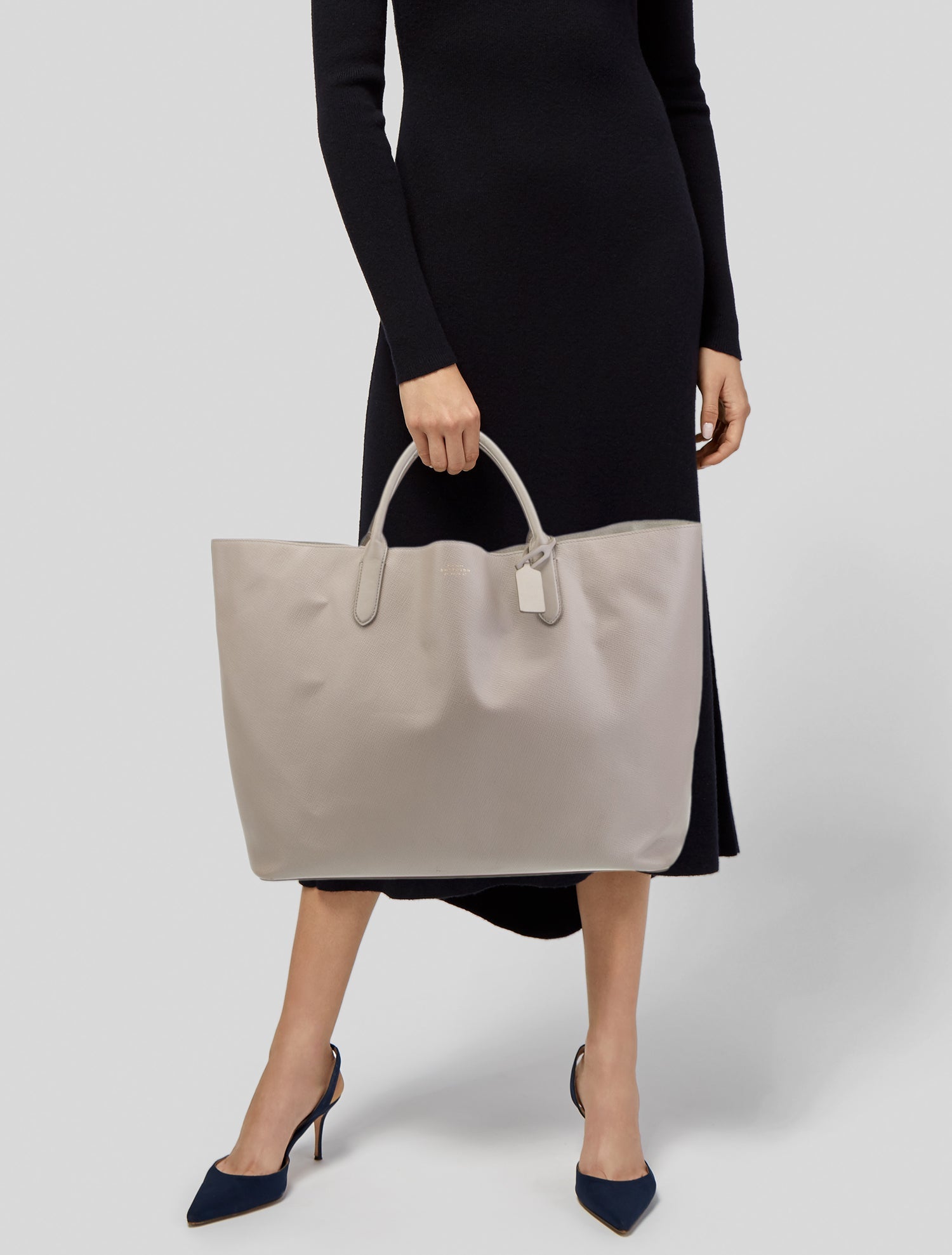 Smythson Leather Tote - Grey Totes, Handbags - SYN26185 | The RealReal