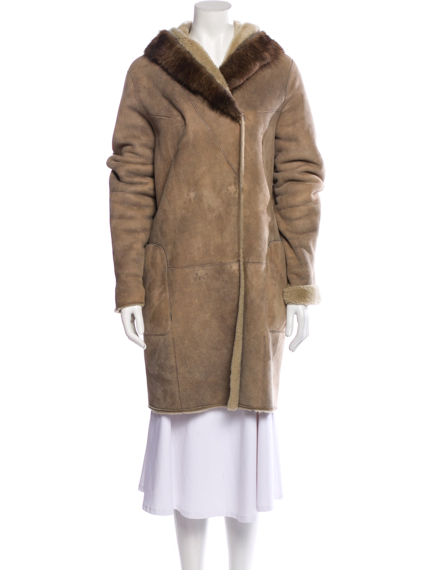 Cpl Outerwear Shearling Fur Coat - Neutrals Coats, Clothing ...