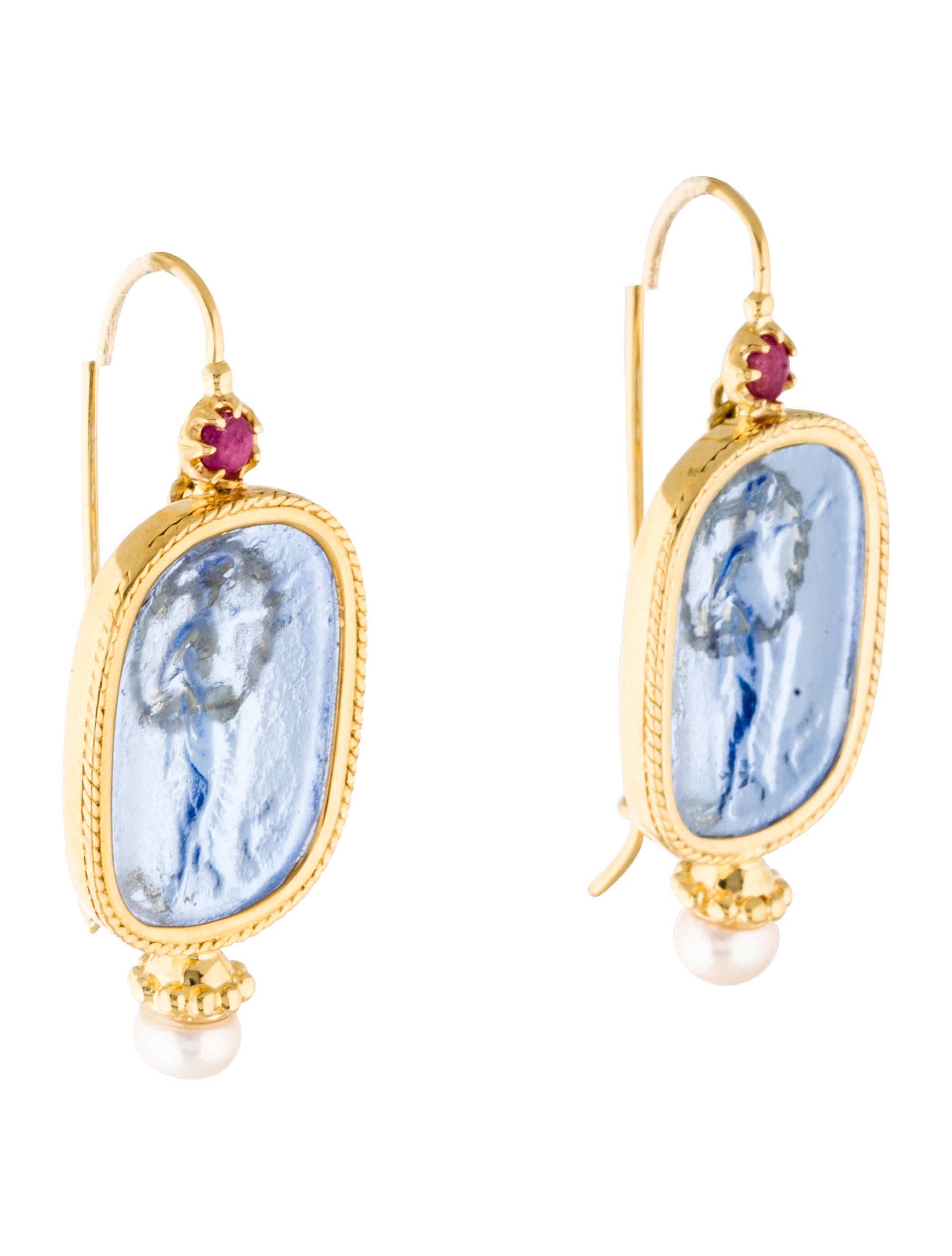 Tagliamonte 14K Pearl, Ruby & Venetian Glass Cameo Earrings - Earrings ...