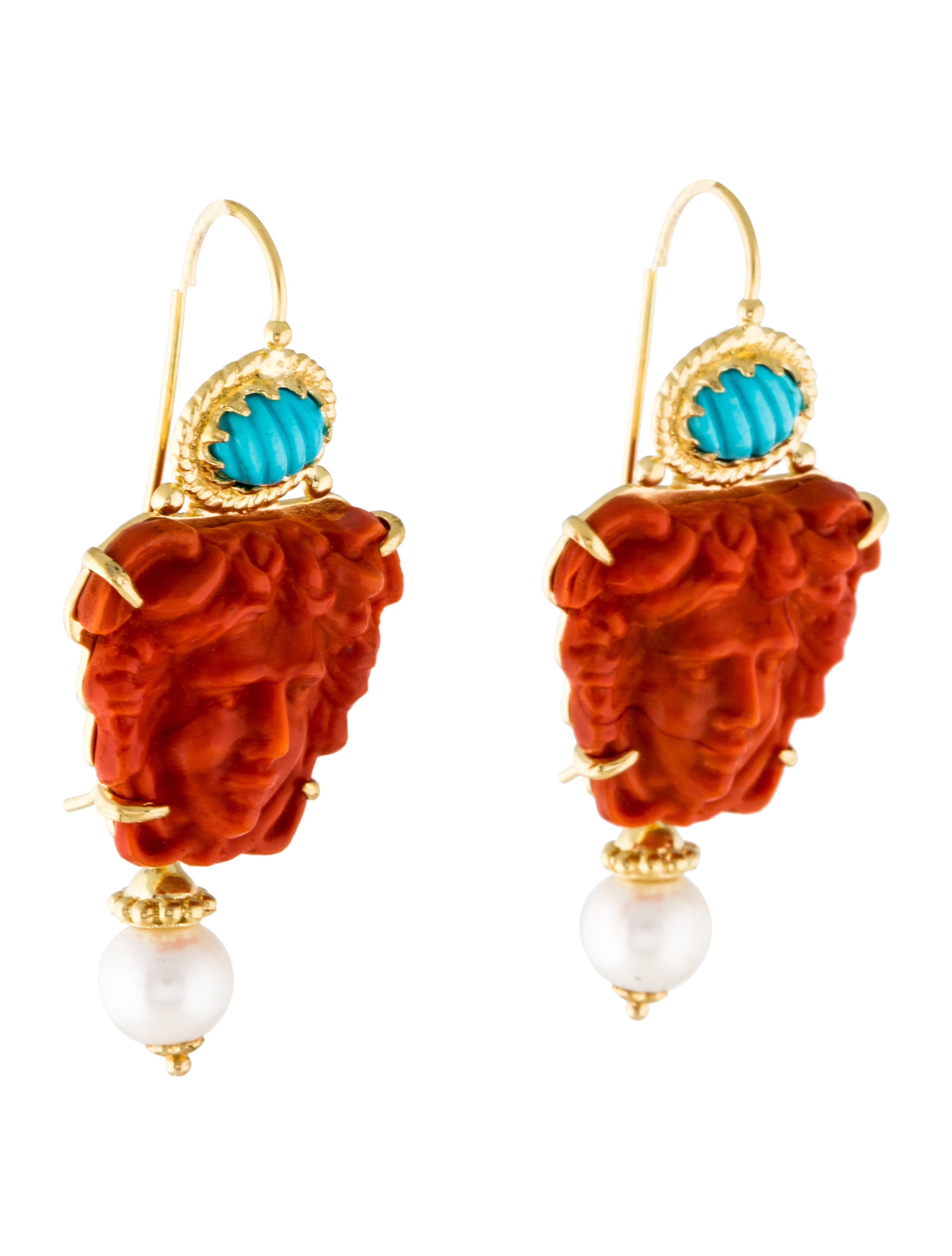 Tagliamonte 14K Pearl, Turquoise & Medusa Drop Earrings - Earrings ...
