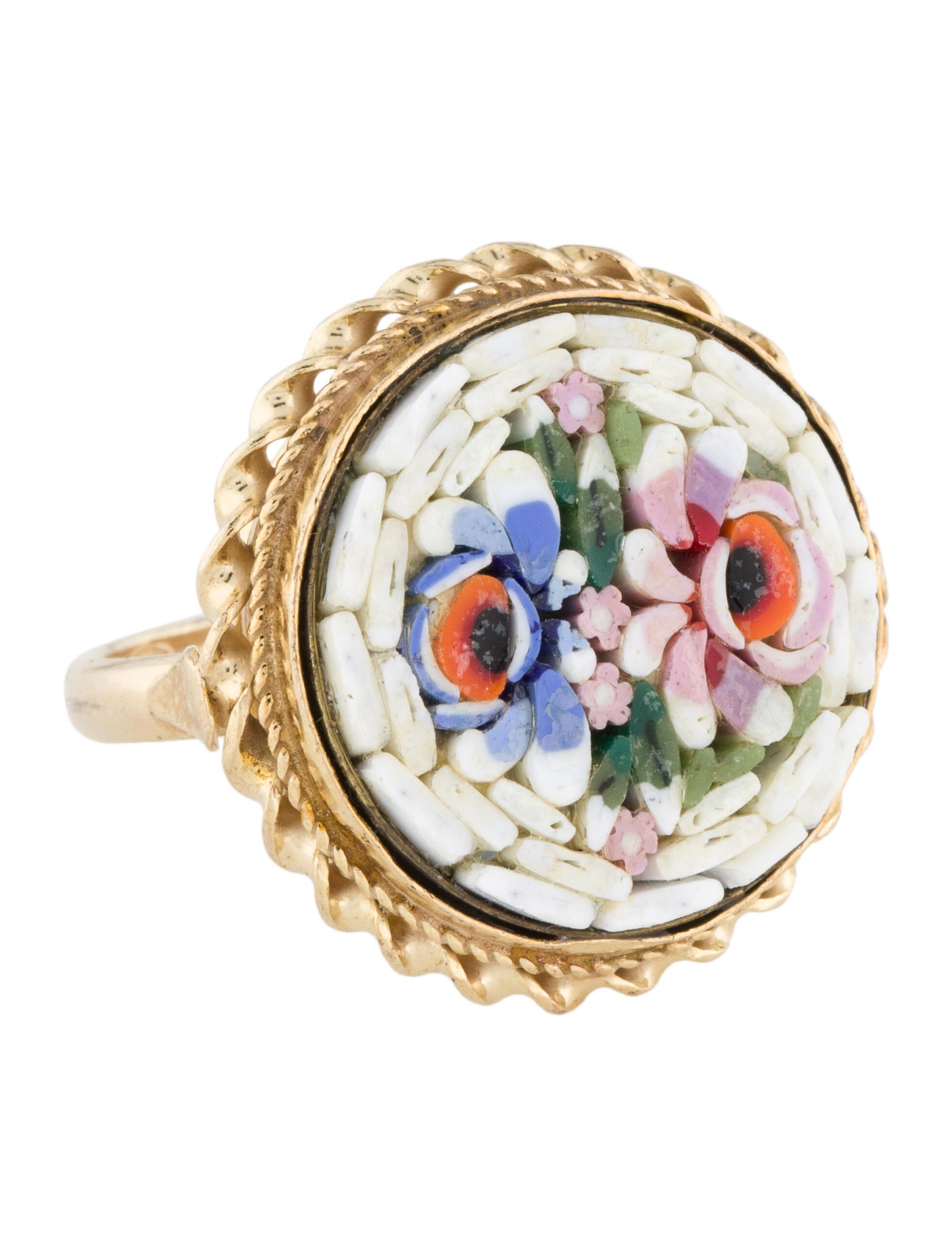 Tagliamonte Glass Floral Mosaic Signet Ring - Black Signet Ring, Rings ...