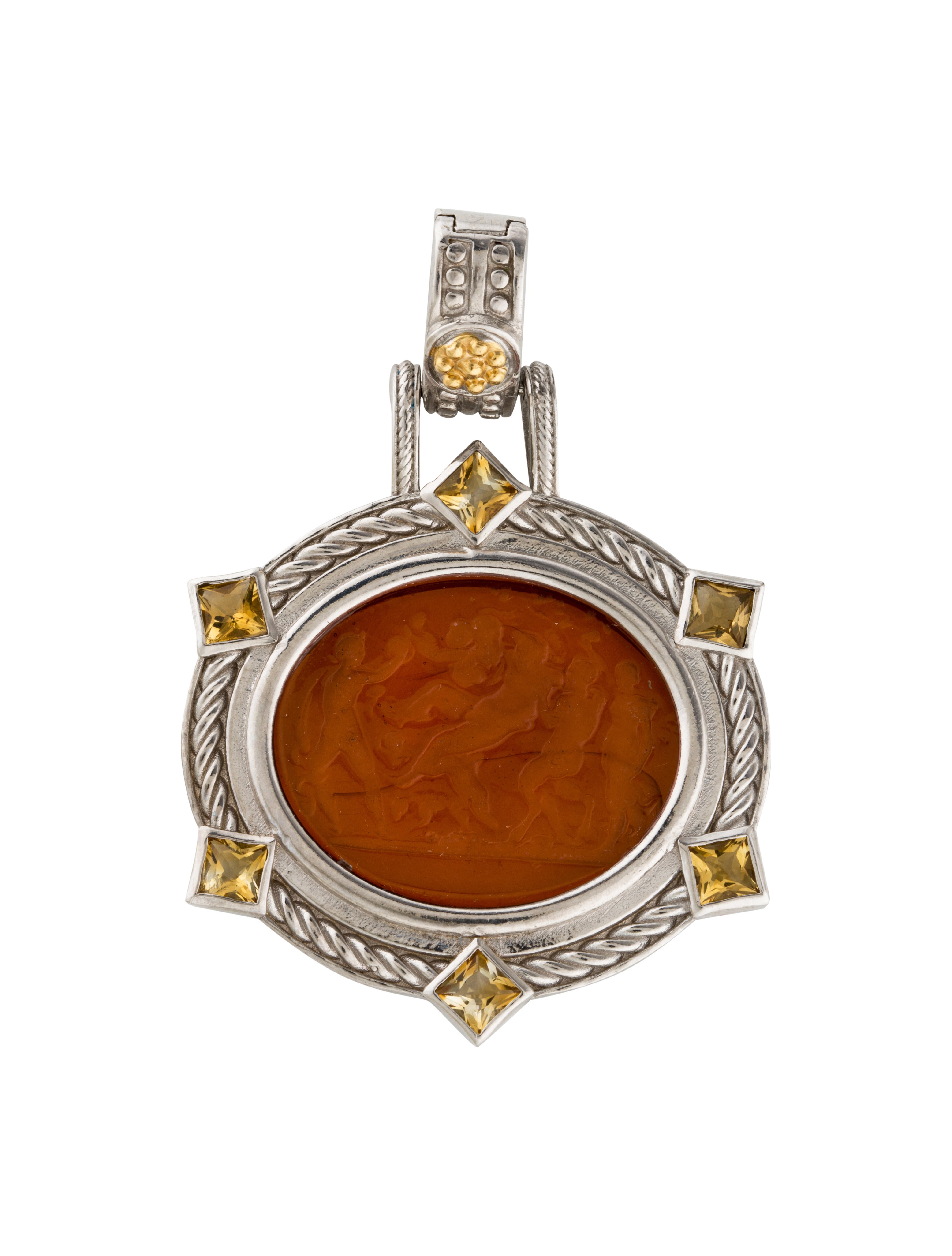 Tagliamonte Citrine & Glass Cameo Pendant - Sterling Silver Pendant ...