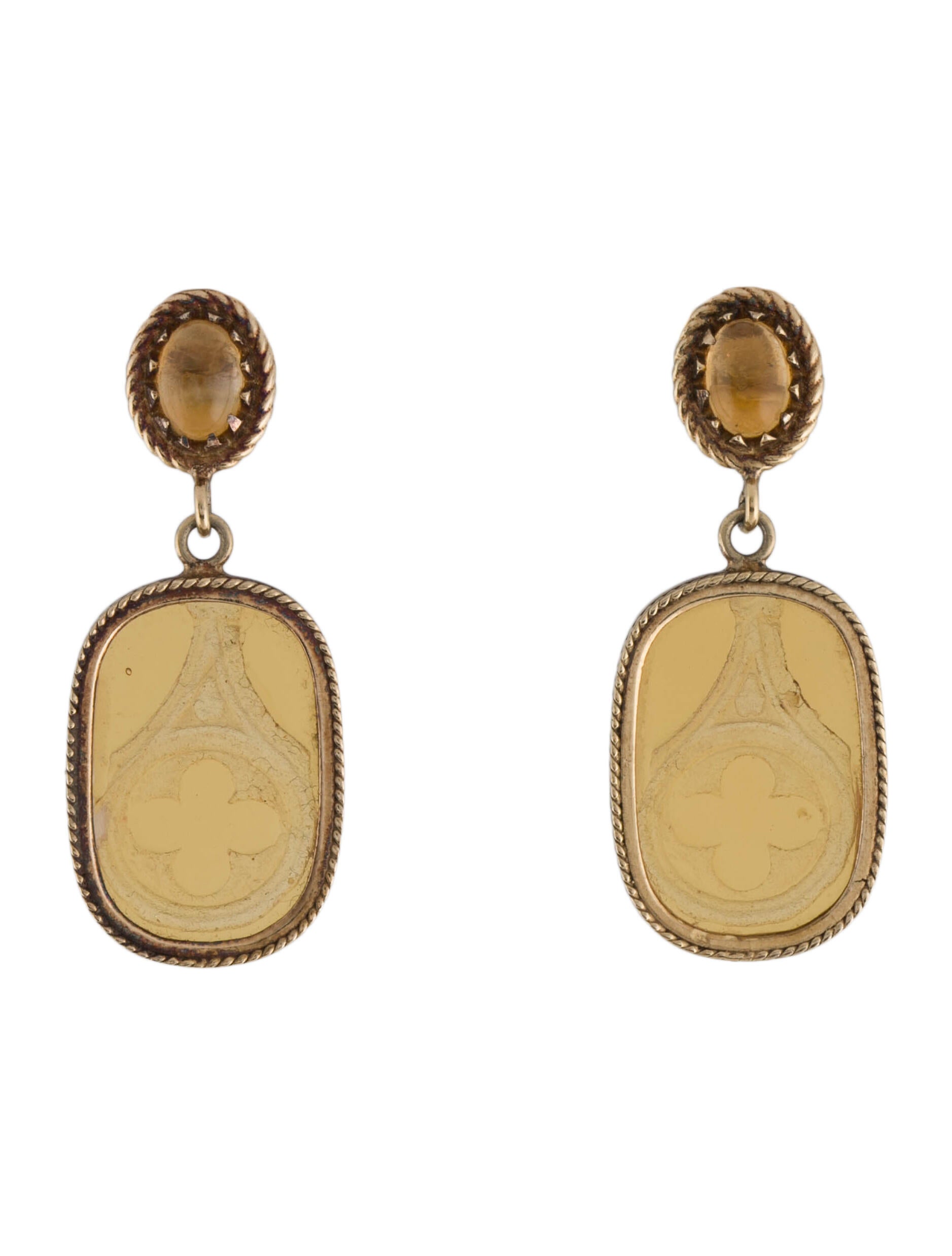 Tagliamonte Citrine & Carved Glass Drop Earrings - Sterling Silver Drop ...