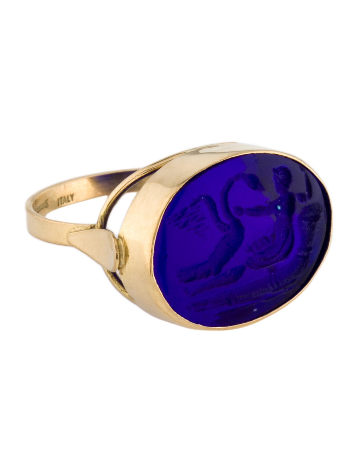 Tagliamonte 18K Venetian Glass Intaglio Signet Ring - Blue, 18K Yellow ...