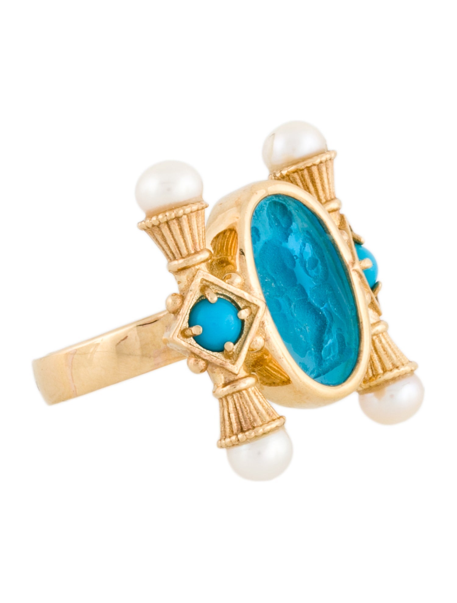Tagliamonte 18K Mother Of Pearl Doublet & Turquoise Cocktail Ring - 18K ...