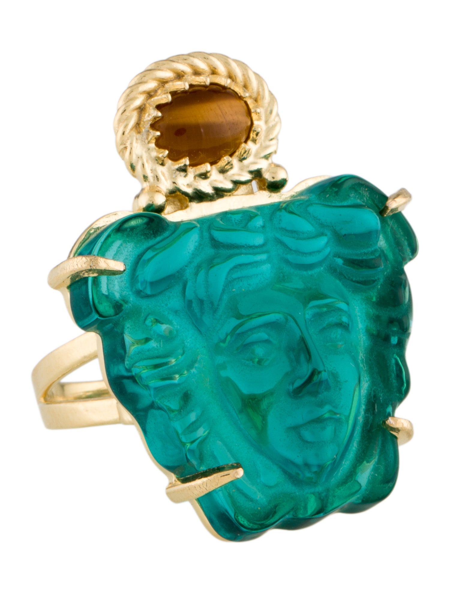 Tagliamonte Tigers Eye Quartz & Medusa Venetian Cameo Cocktail Ring ...