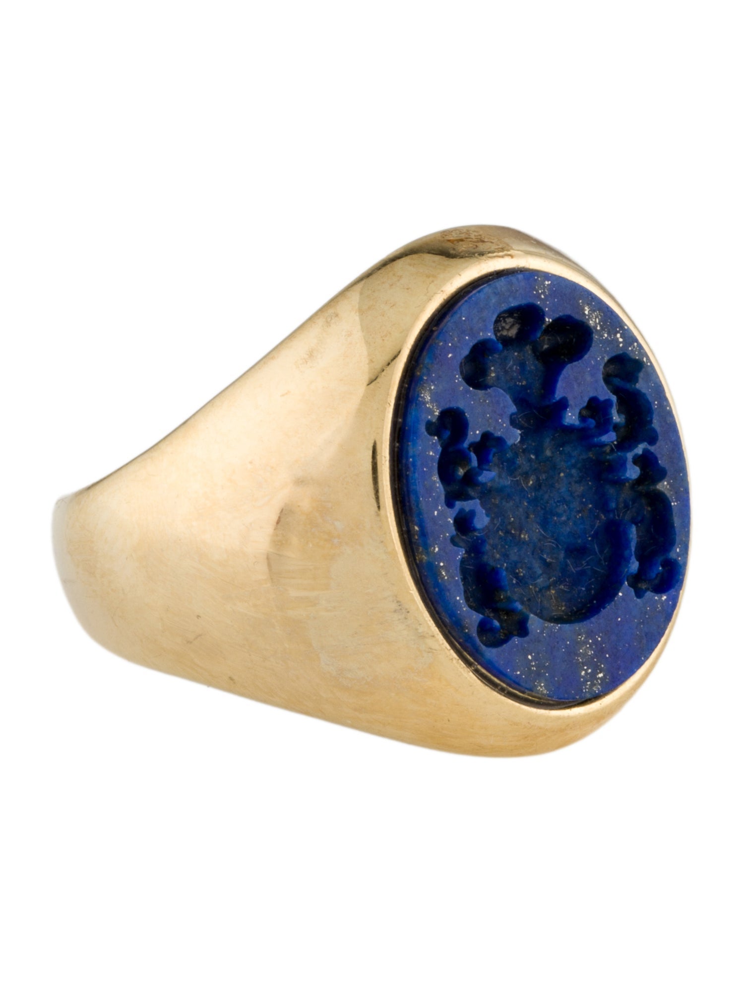 Tagliamonte Crest Lapis Lazuli Intaglio Signet Ring - 18K Yellow Gold ...