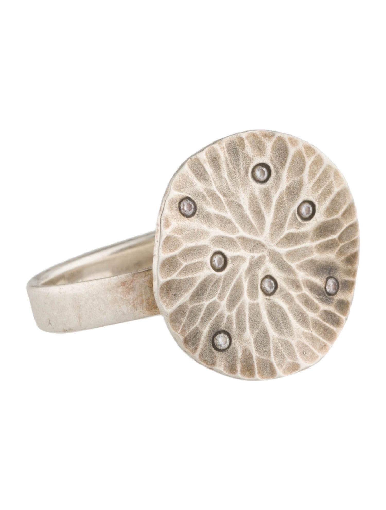 Toby Pomeroy Diamond Oasis Mist Medallion Cocktail Ring - Sterling ...