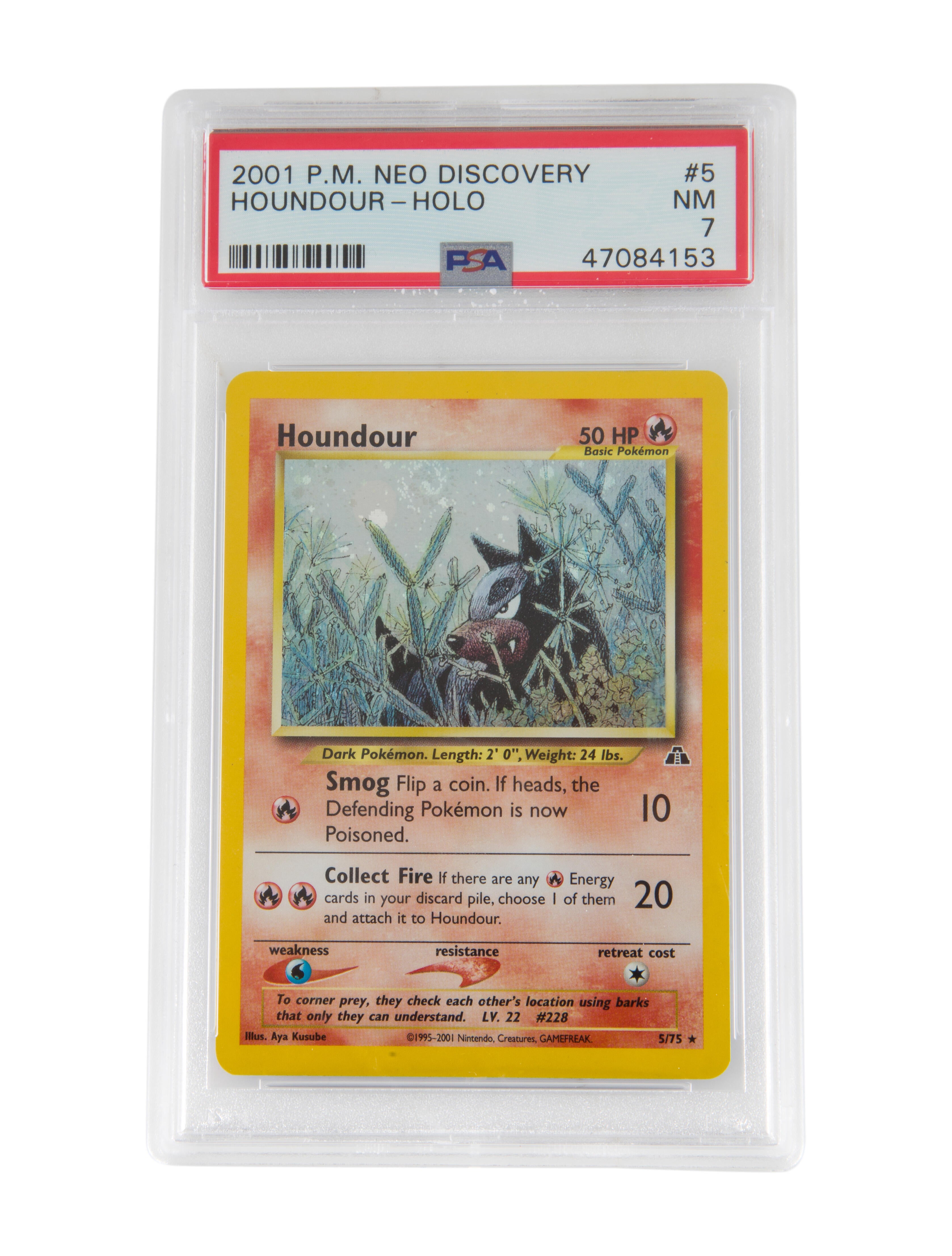 Trading Cards 2001 Pokemon Neo Discovery Houndour Holo PSA 7 #5 - TCG ...