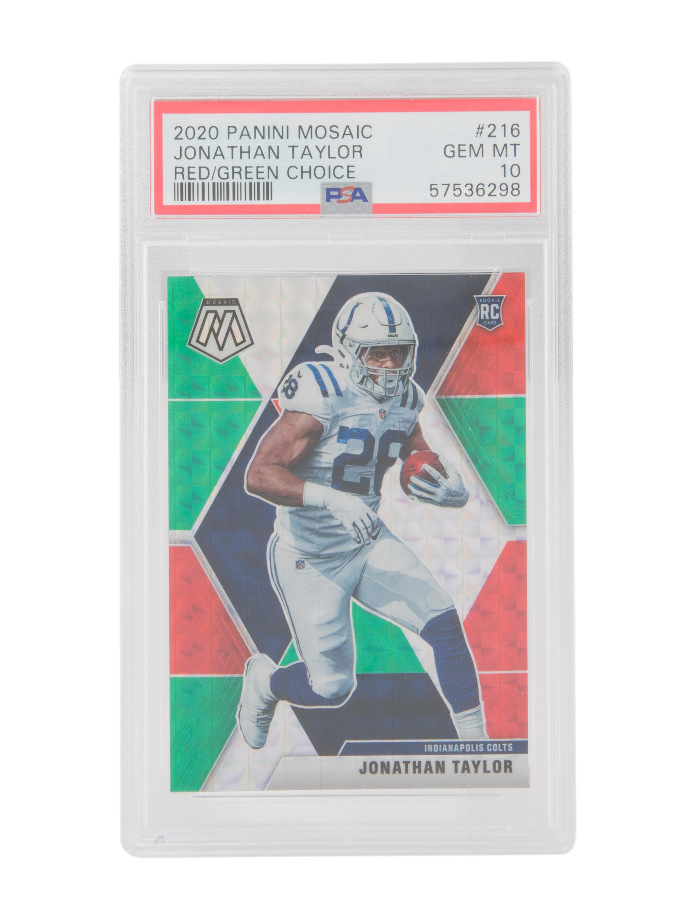 Trading Cards 2020 Panini Mosaic Jonathan Taylor Red/Green Choice PSA ...