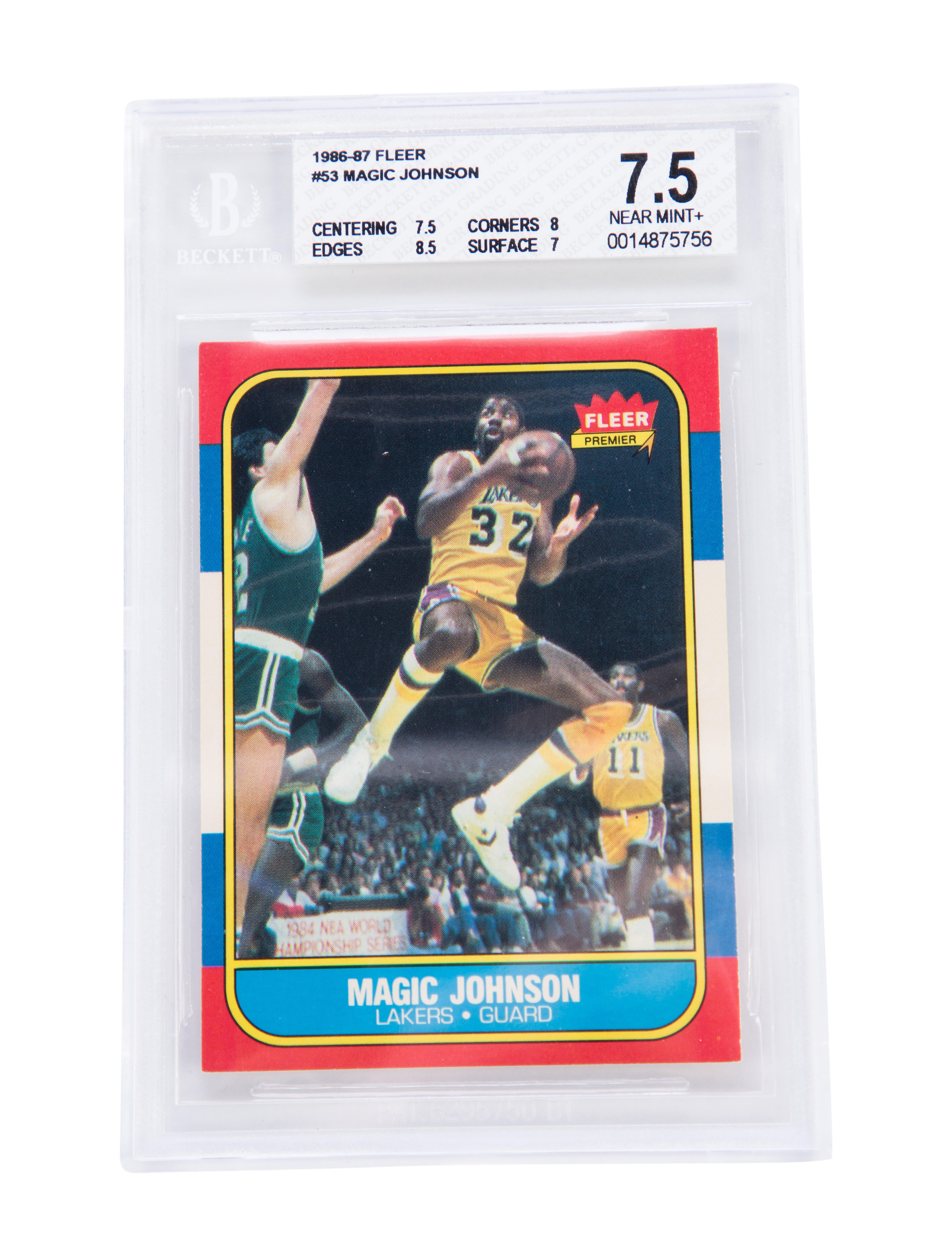 Trading Cards 1986-87 Fleer Magic Johnson BGS 7.5 #53 - POP 161 - Blue ...