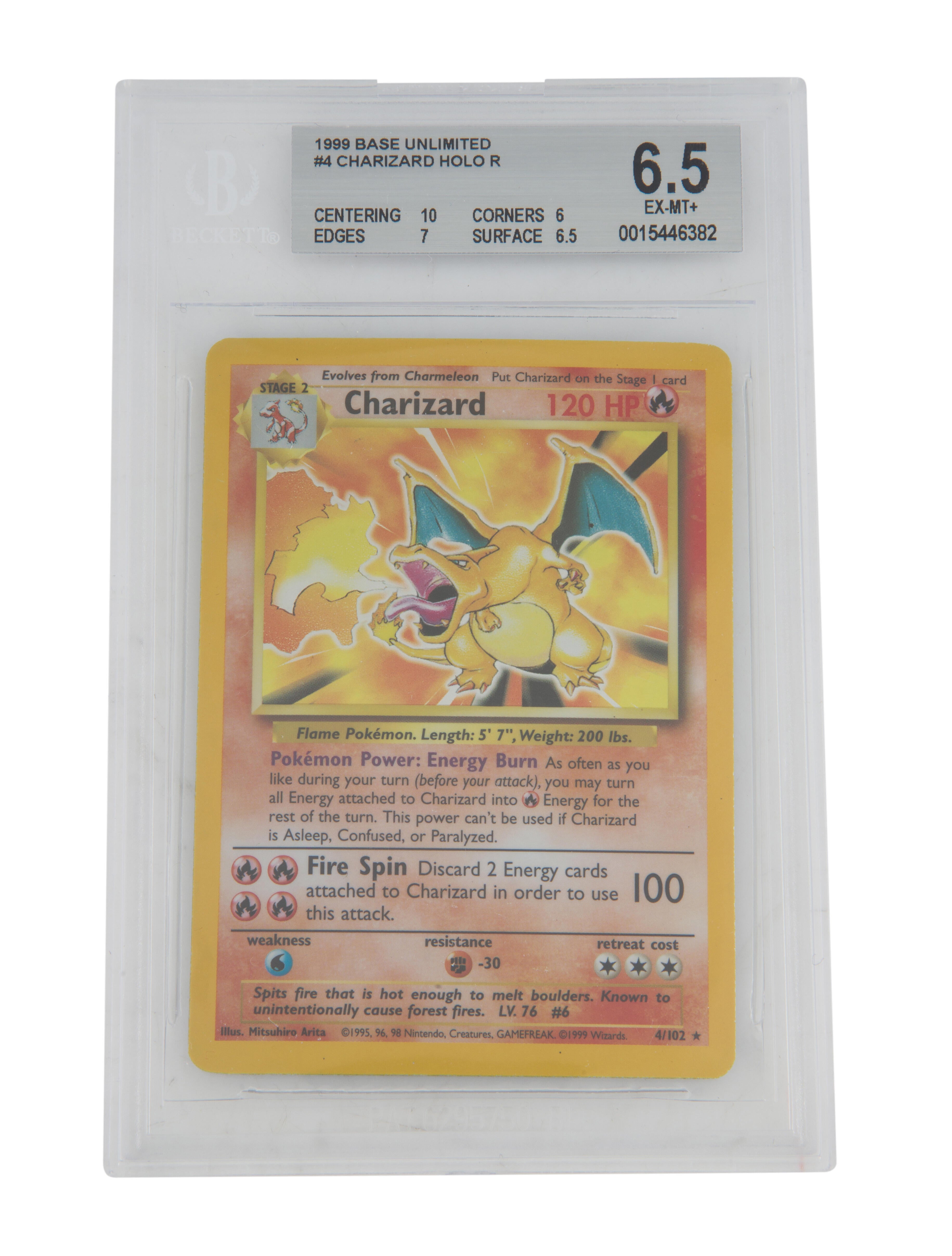 Trading Cards 1999 Pokemon Charizard BGS 6.5 Holo Unlimited TCG #4 ...