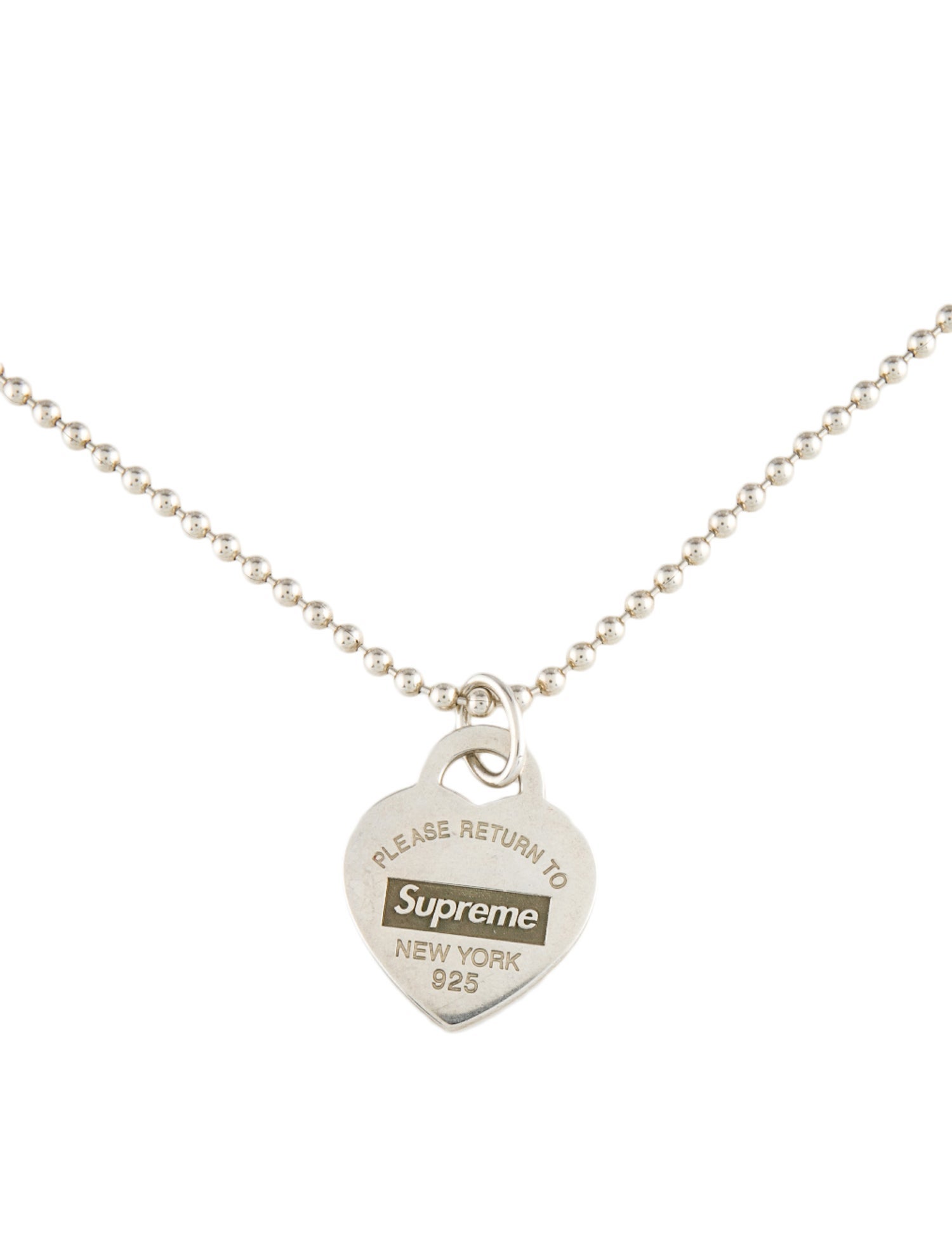 Tiffany & Co. x Supreme Return to Supreme Heart Tag Pendant Necklace ...