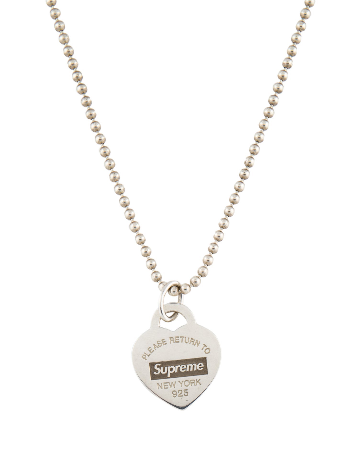 Tiffany & Co. x Supreme Return to Supreme Heart Tag Pendant Necklace ...