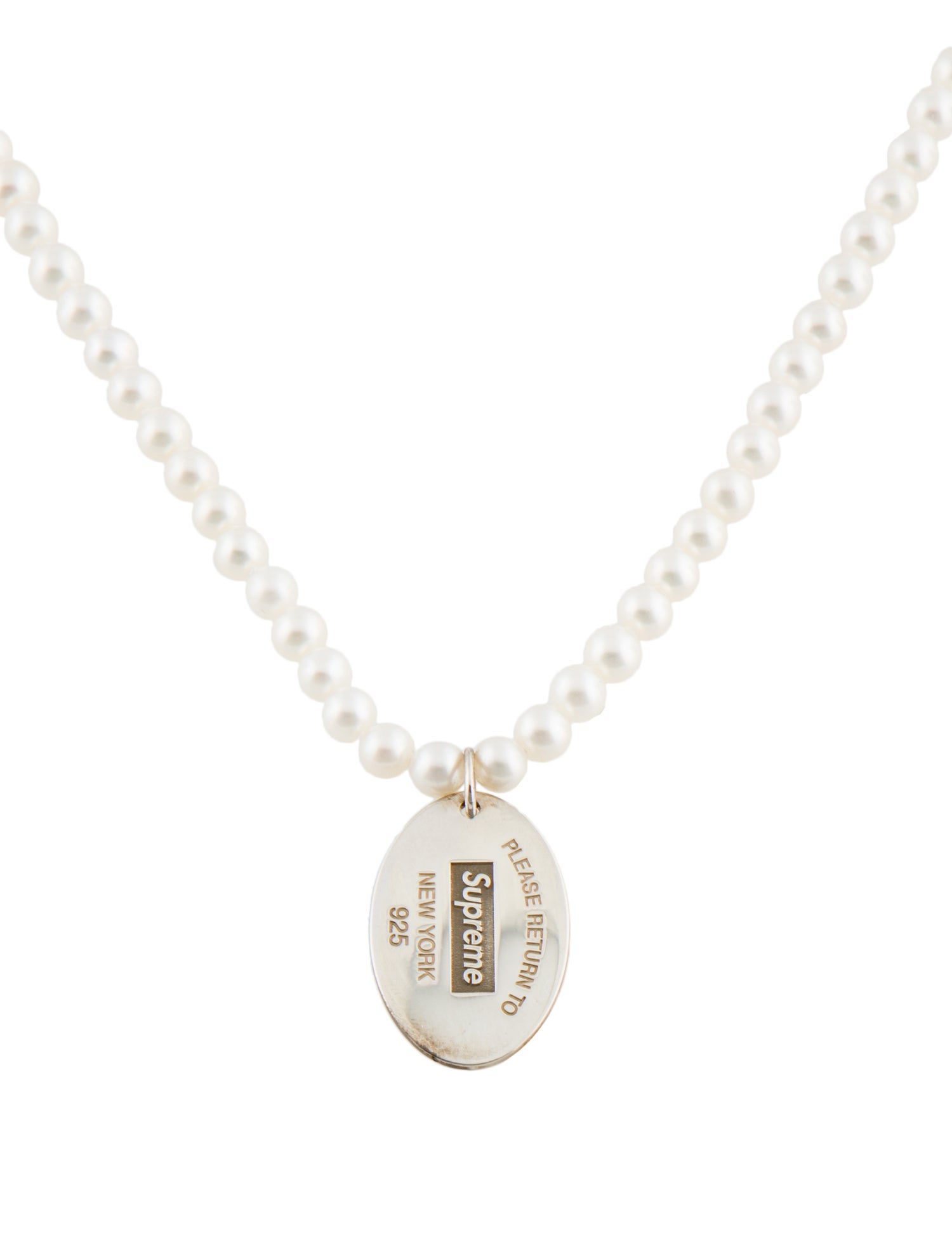 Tiffany & Co. x Supreme Pearl Oval Tag Pendant Necklace - Sterling ...