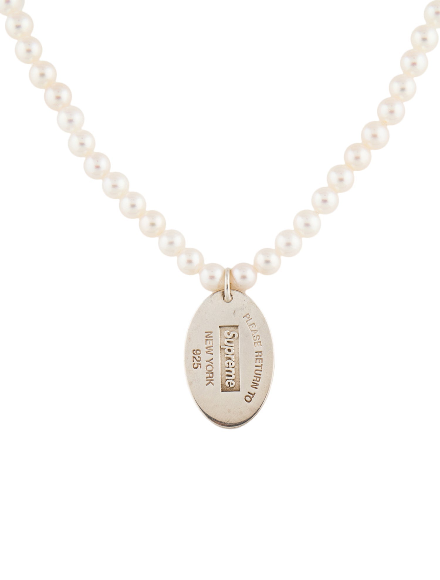 Tiffany & Co. x Supreme Pearl Oval Tag Pendant Necklace - Sterling ...