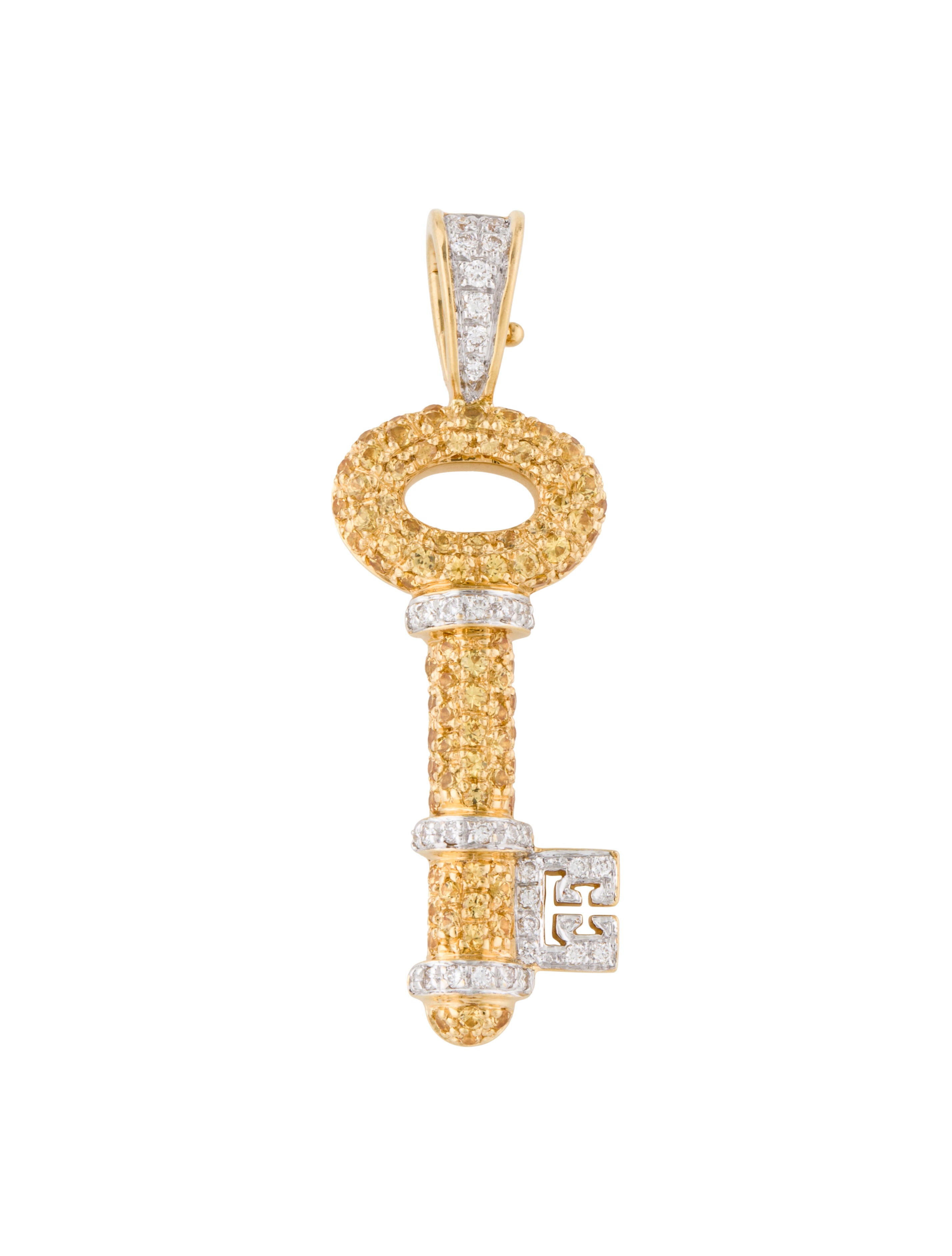 Theo Fennell 18K Sapphire & Diamond Key Pendant - 18K Yellow Gold ...